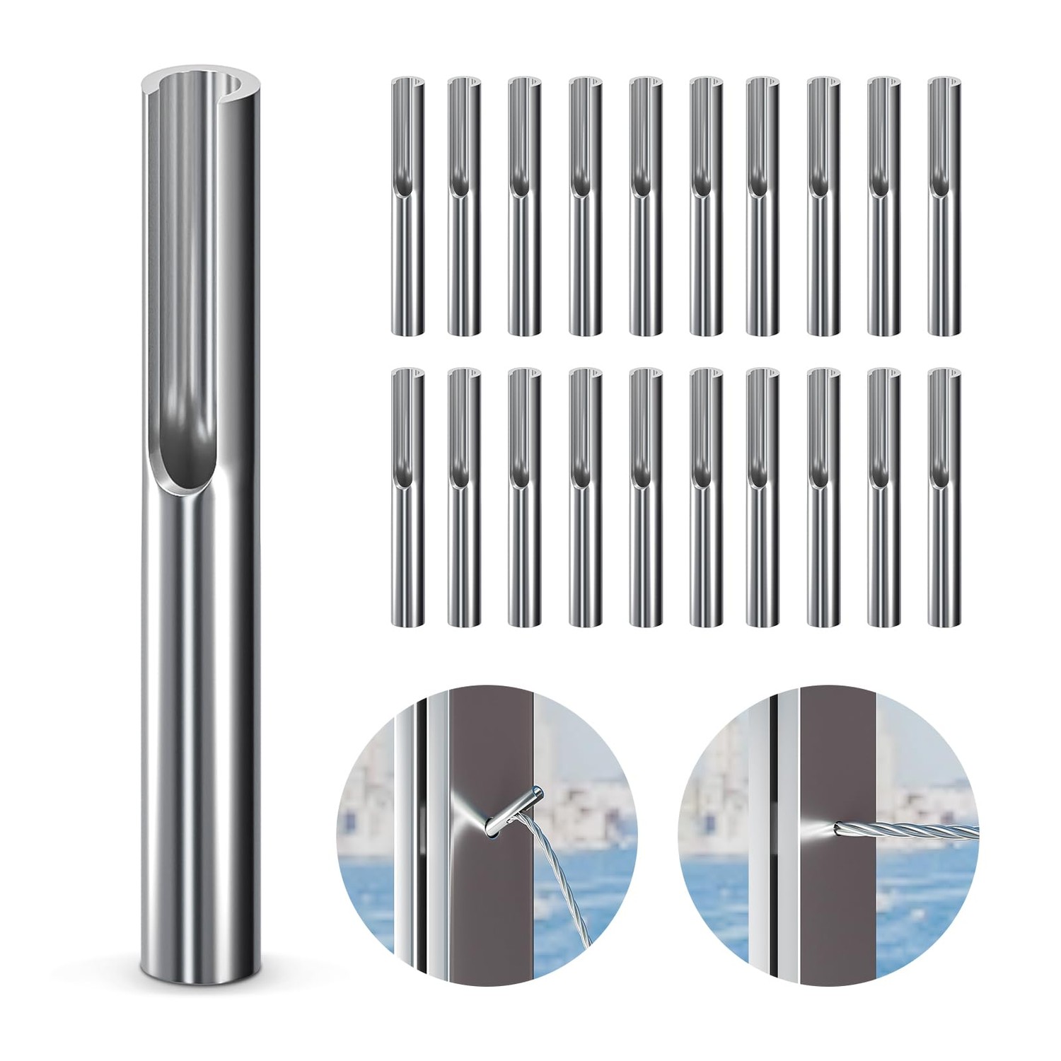 AONAYIOA 20 Pack 316 Stainless Steel 1/8" Adjustable Invisible Cable ...