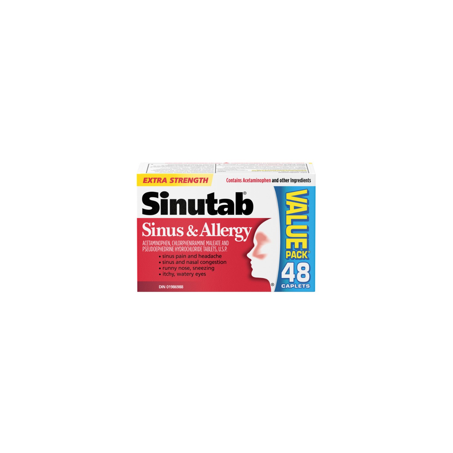 Sinutab Sinus & Allergy Extra Strength 48 Caplets - ibspot.com