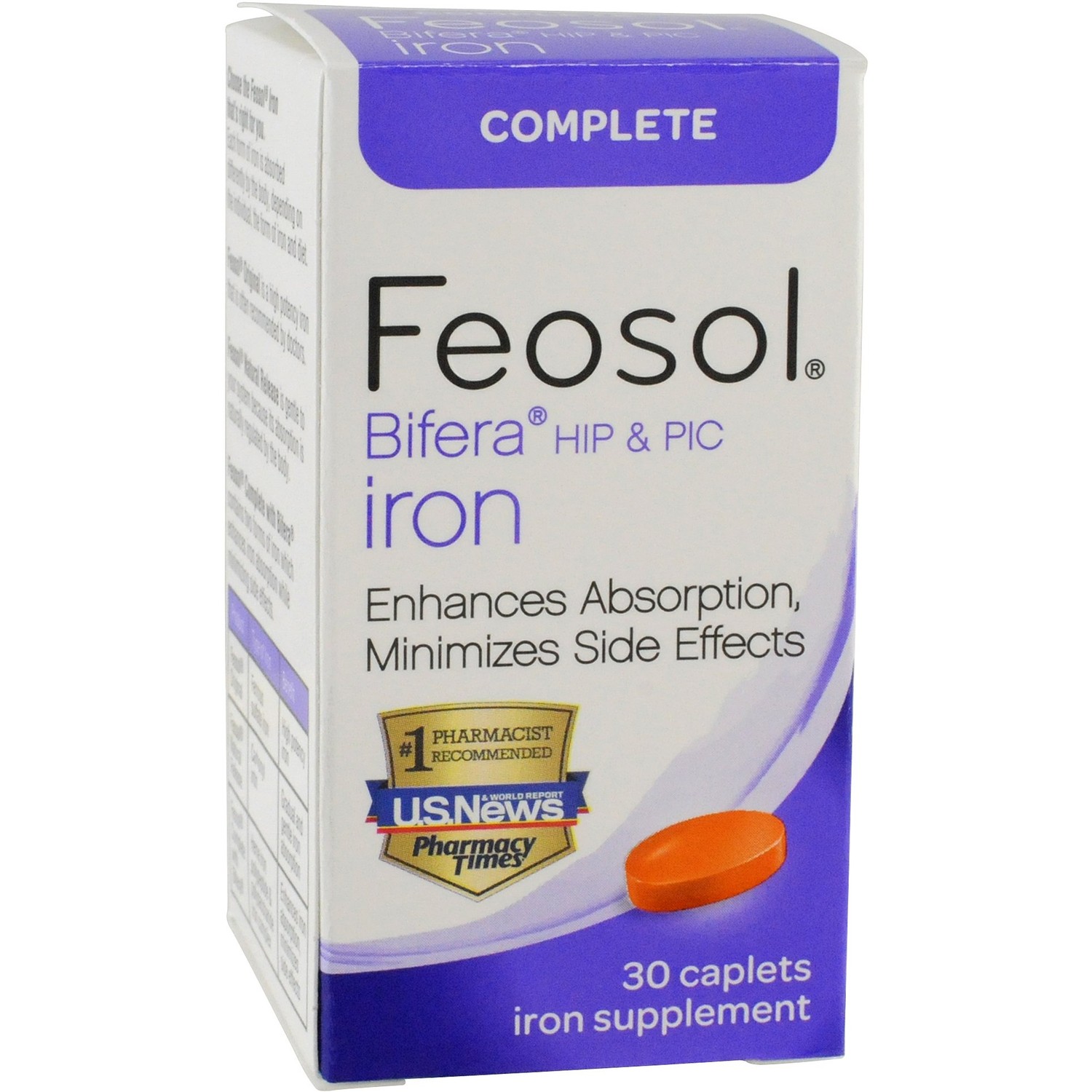 Feosol Complete with Patented Bifera Iron Caplets, 30ct - ibspot.com