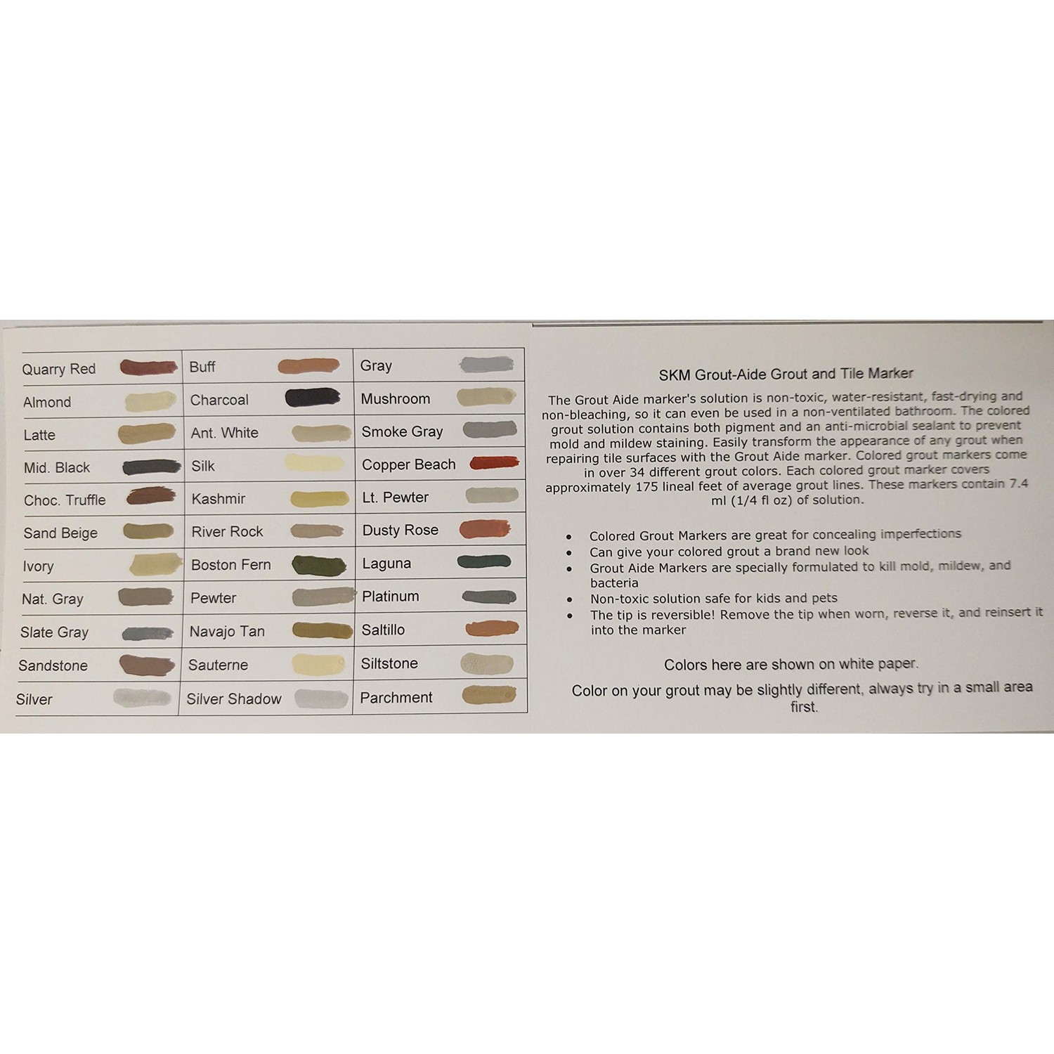 SKM Grout Aide Grout and Tile Marker (Smoke Gray) - 33 Colors Available ...