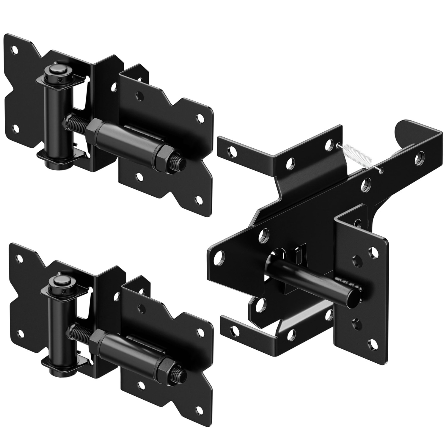 TRIPLE DEER Heavy Duty Self-Closing Gate Hinge and Self-Locking Latch ...