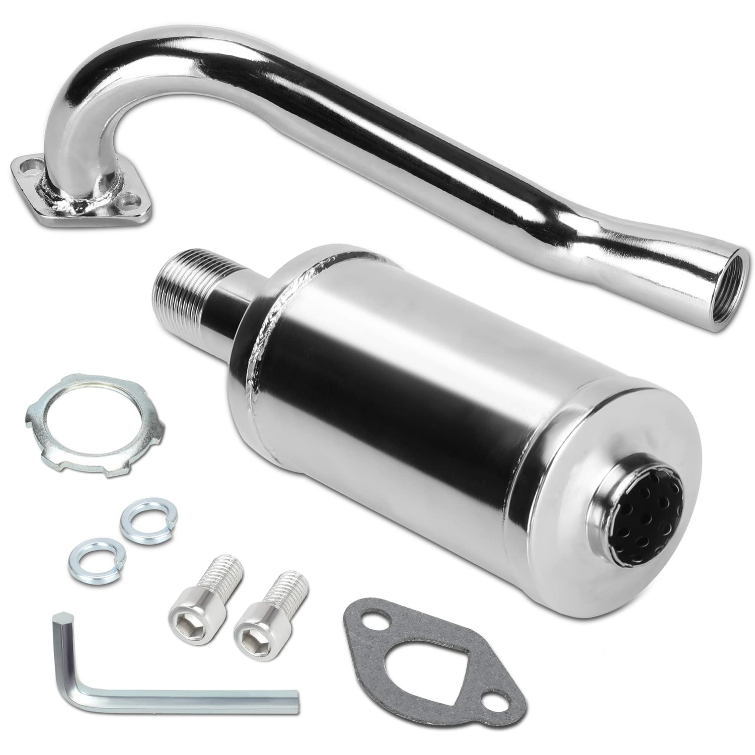 FVRITO 212cc Exhaust Pipe with Muffler for Predator 212 Go Kart 196cc ...