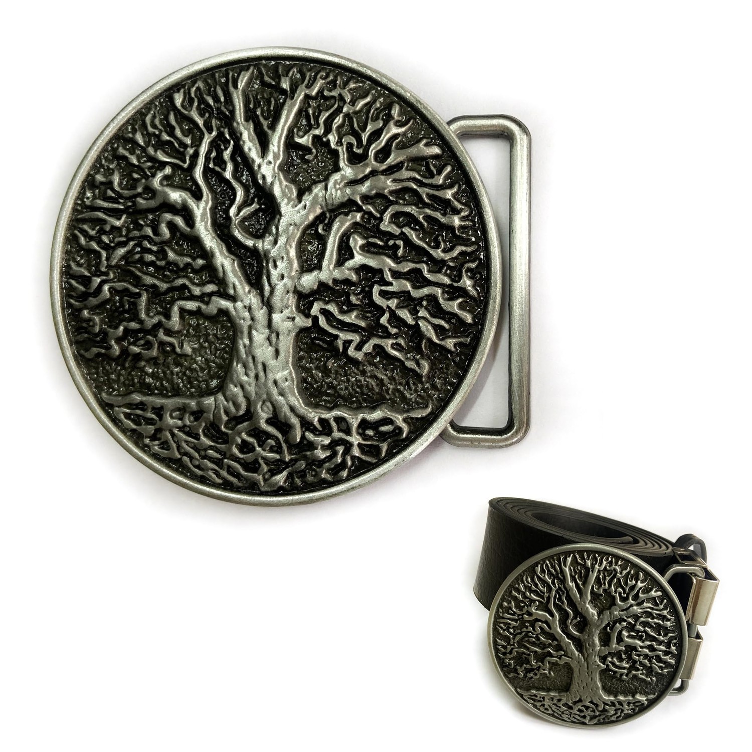 TUYOBG 1 Piece Belt Buckle with Tree of Life Root Branch Round - 3D ...