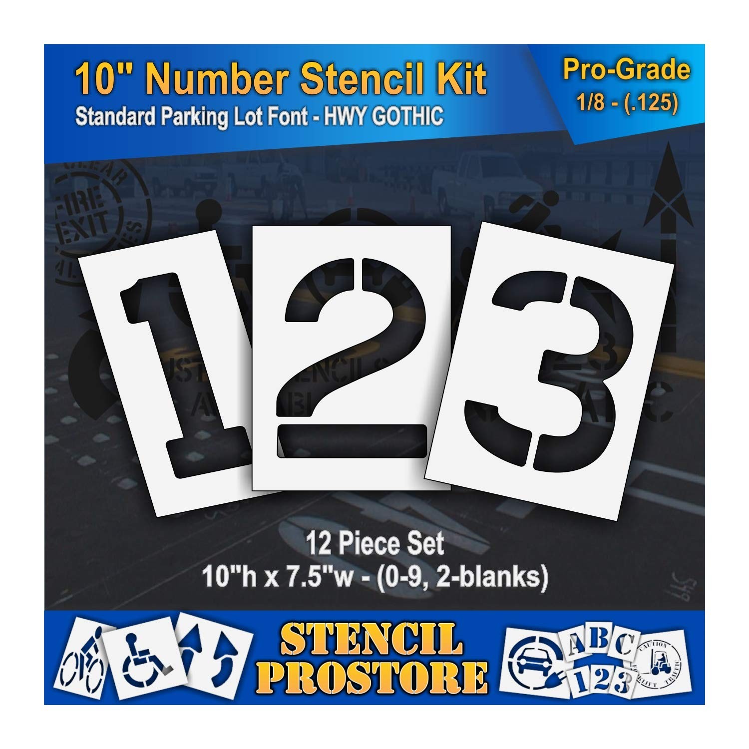 Pavement Stencils - 10 inch Number KIT Stencil Set - (12 Piece) - 10" x ...