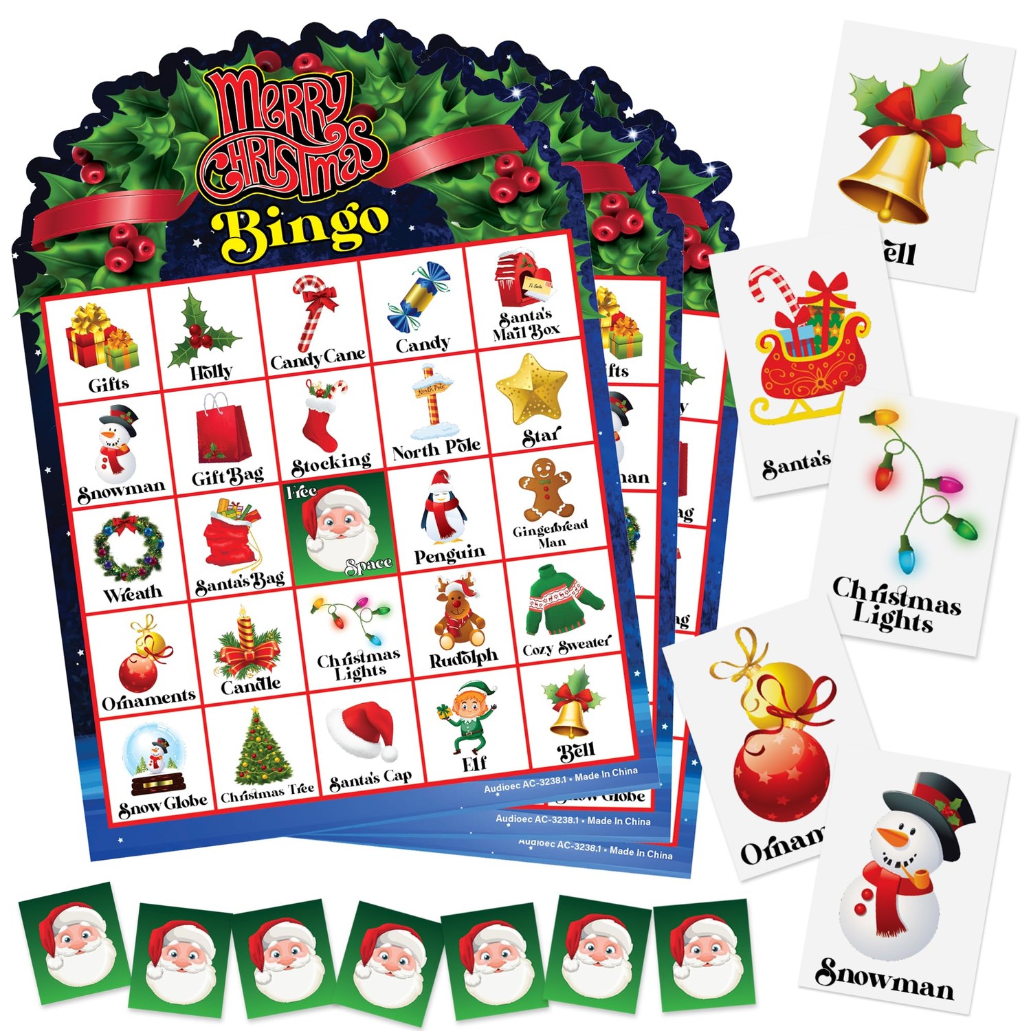 ArtCreativity Christmas Bingo Game - 30 Players Kids Christmas Bingo ...