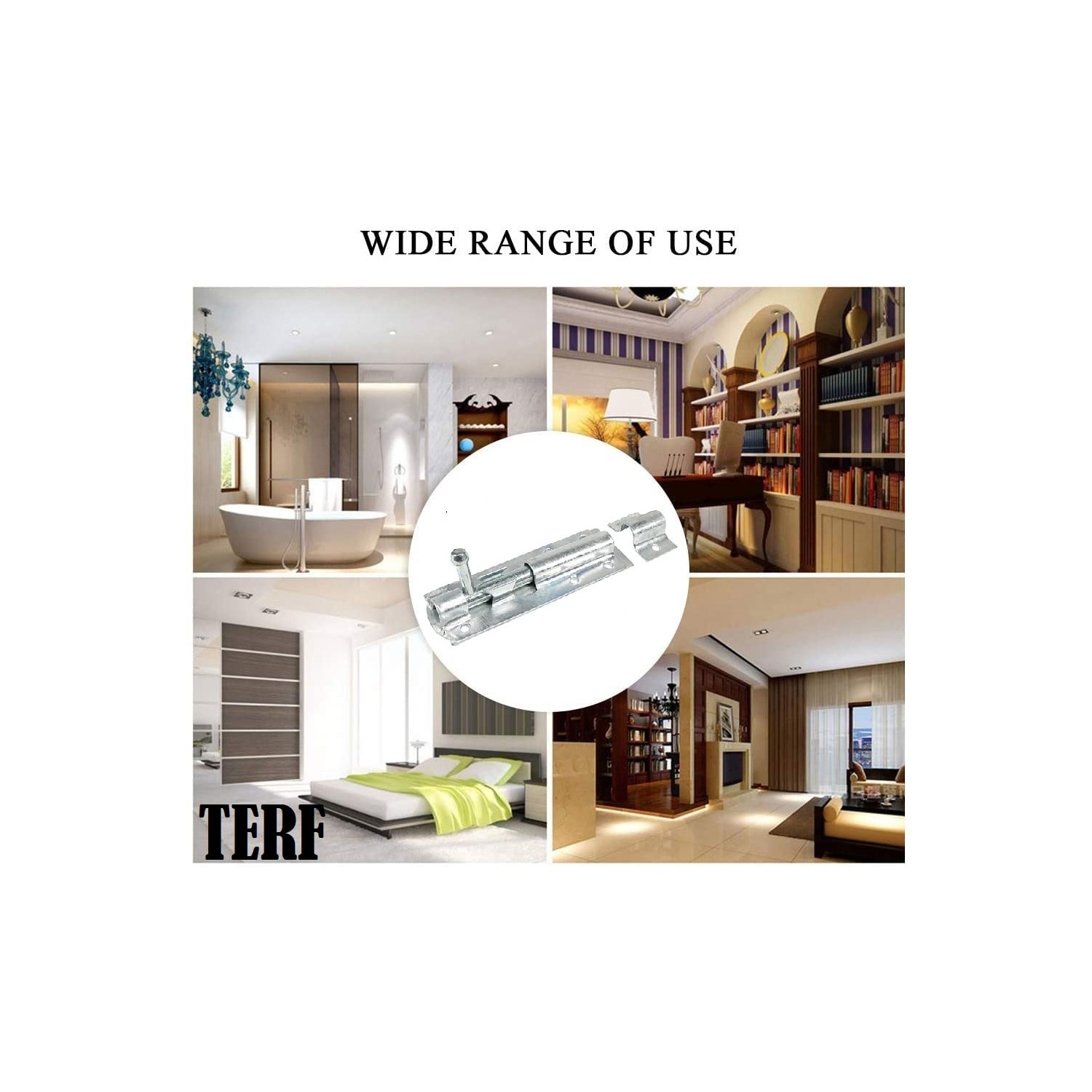 TERF® Heavy Duty Galvanised Tower Door Bolt Barrel Slide Lock 100mm [4 ...