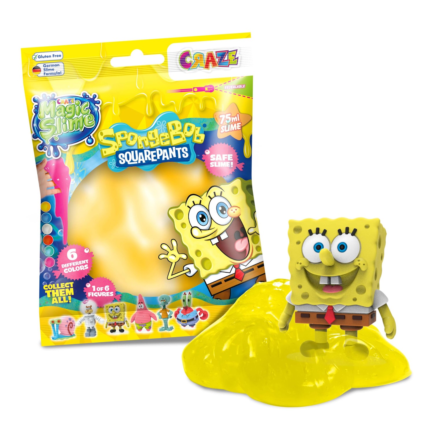 CRAZE Magic Slime Bag Sponge Bob | Slime Children in Bag 75 ml Slime ...