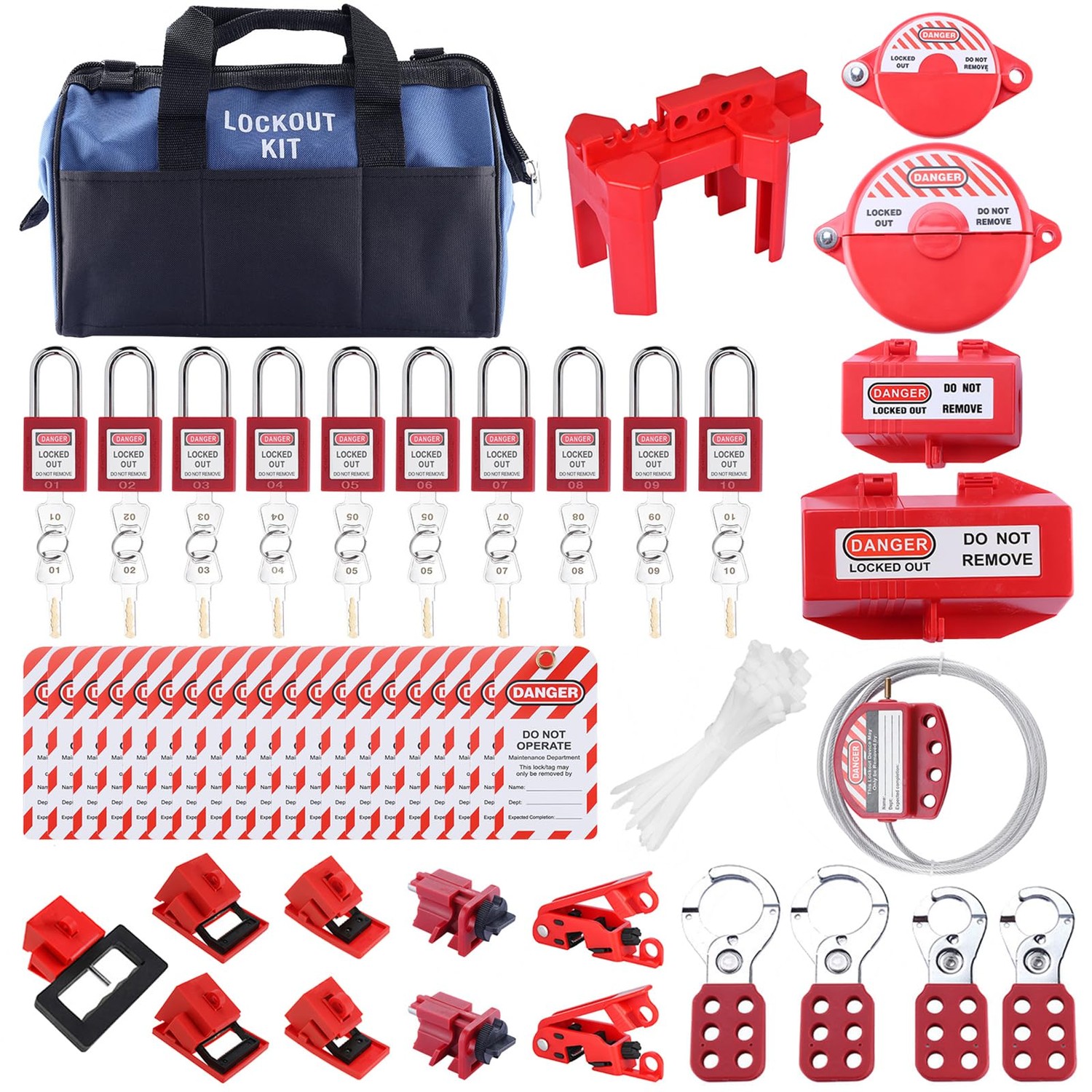 RealPlus Lockout Tagout Kit - Electrical Loto Kit with 10 Safety ...