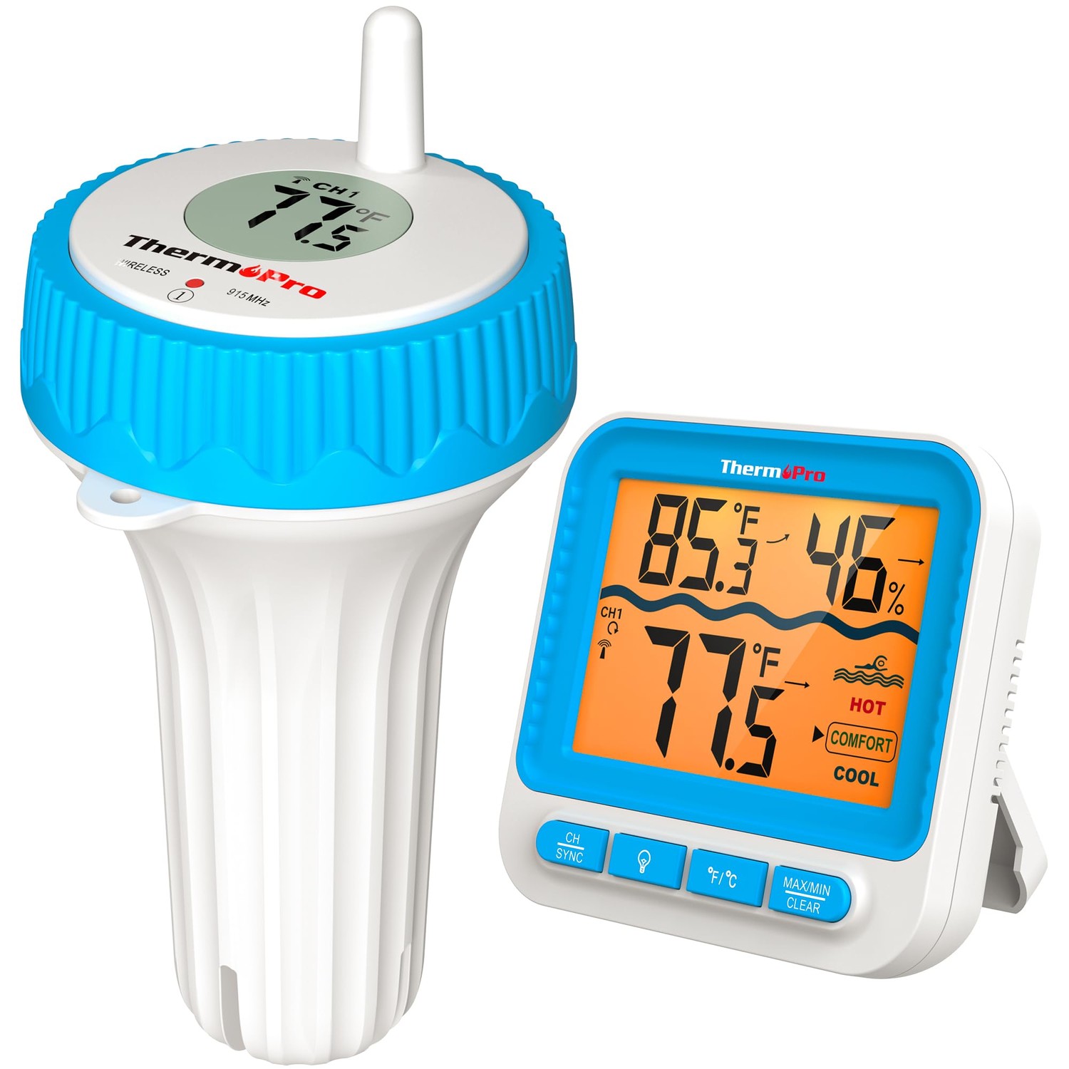 ThermoPro Digital Pool Thermometer Floating Easy Read, Large Size Water ...