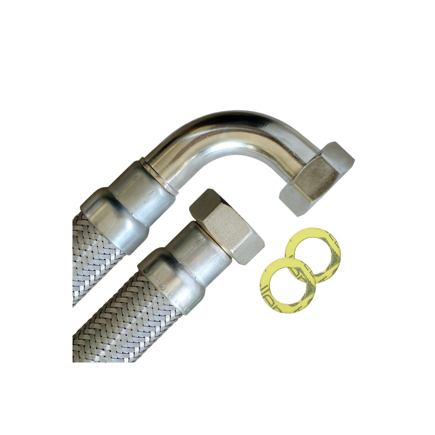 Flexible hose 1 inch nut x 1 inch nut with bend, highly flexible ...
