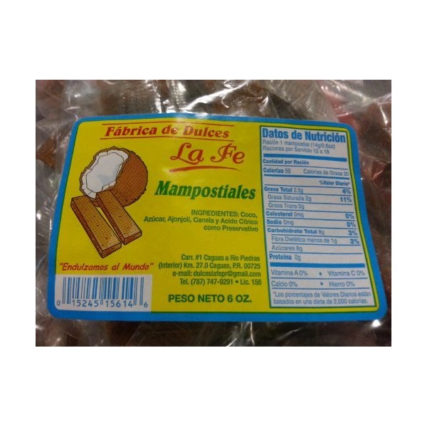 Mampostiales (Coconut Toffee) By Fabrica De Dulces La Fe (14 Individual ...