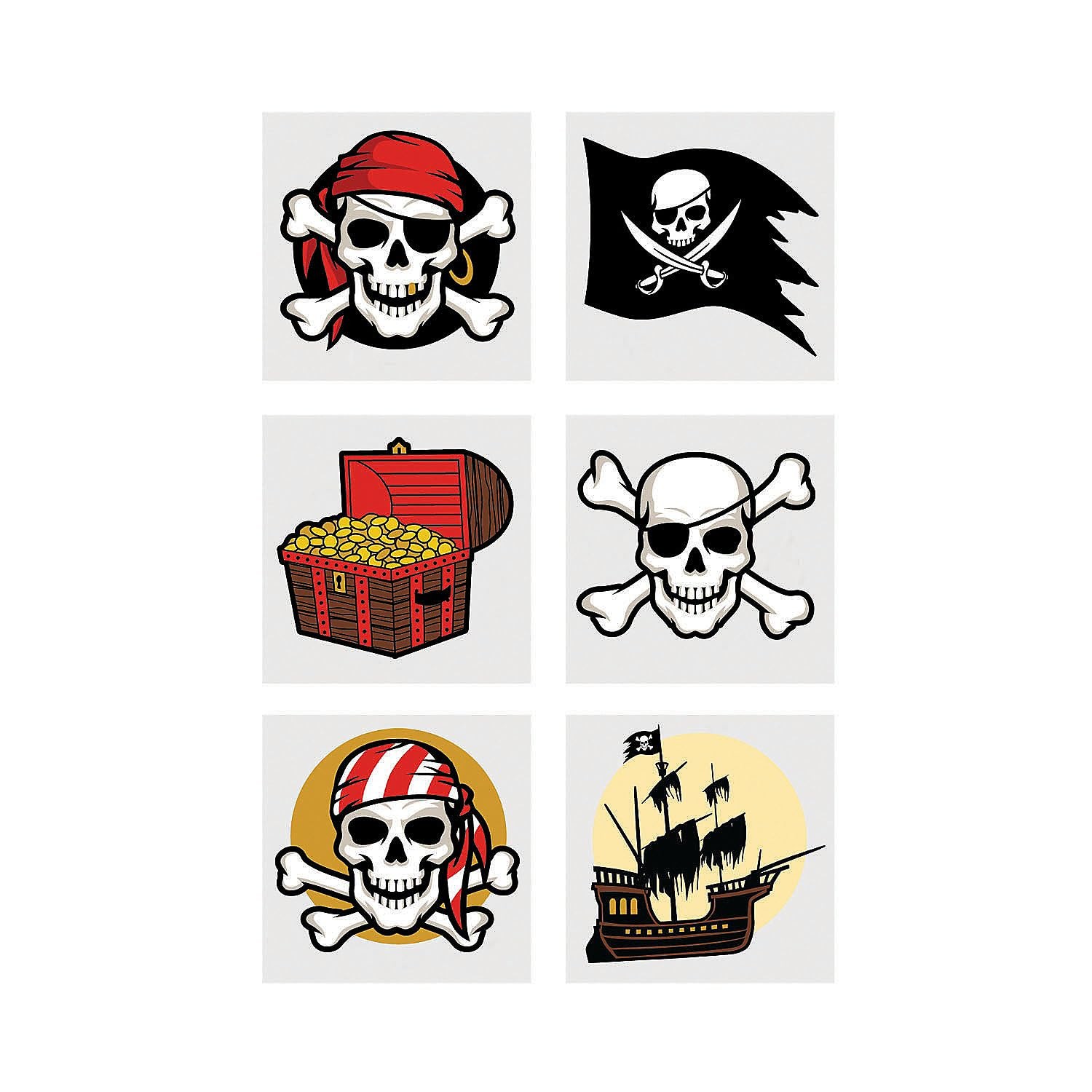 Fun Express Pirate Tattoos | Temporary Tattoo Kids | Costume Apparel ...