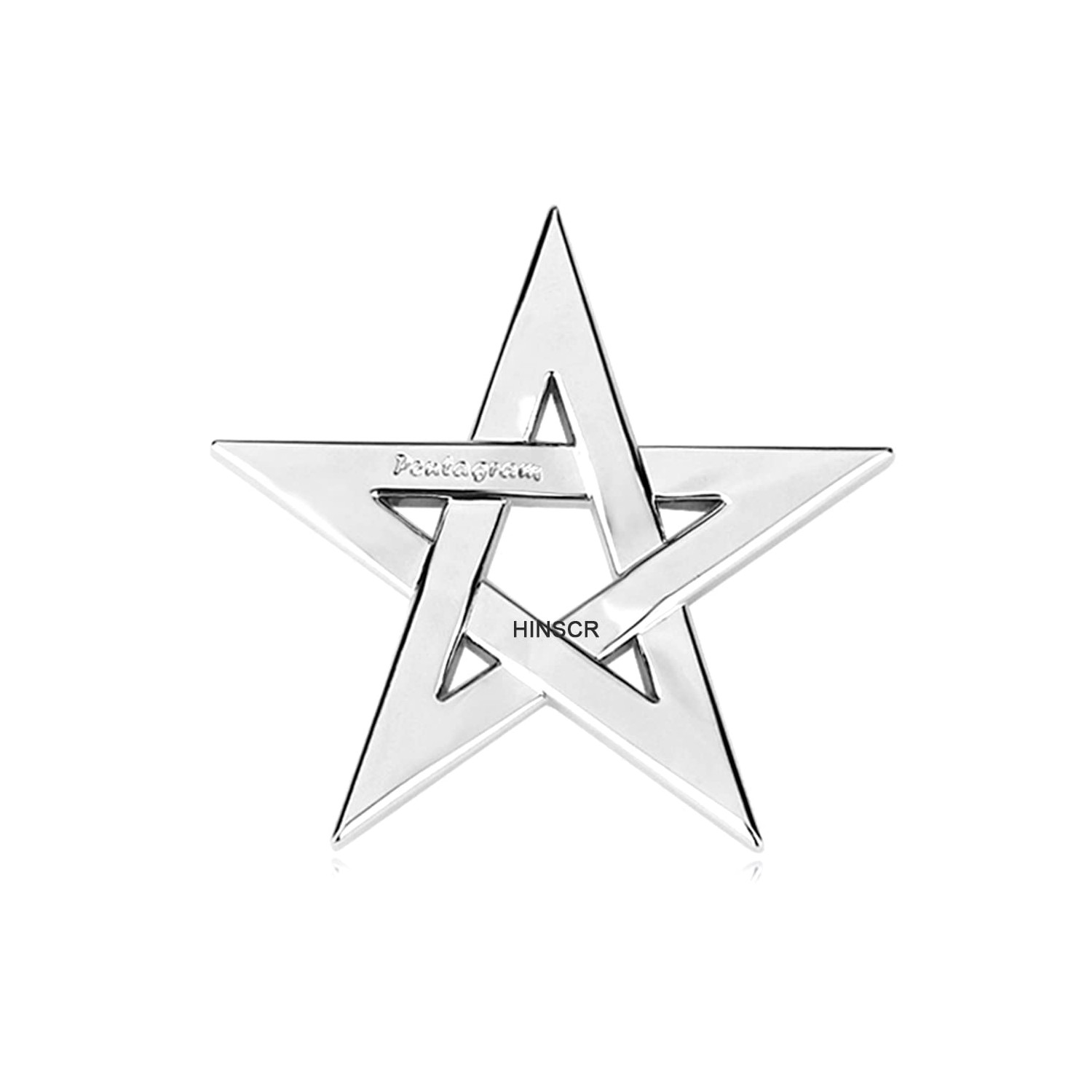 HINSCR Pentacle Car Emblem Decals Pentagram Metal Silver Badge Decal ...