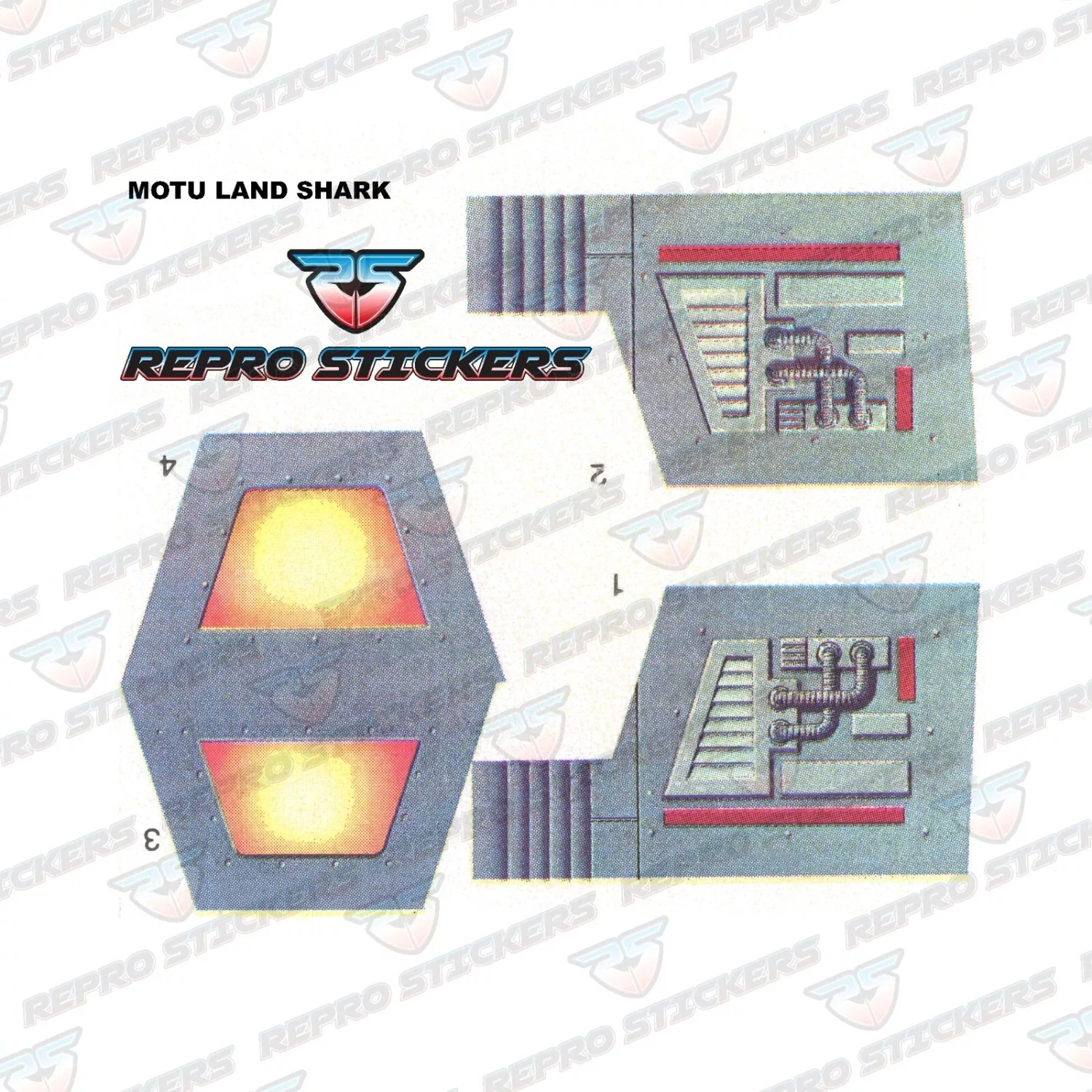 Mattel Vintage MOTU Masters of the Universe Land Shark Sticker Set- Pre ...