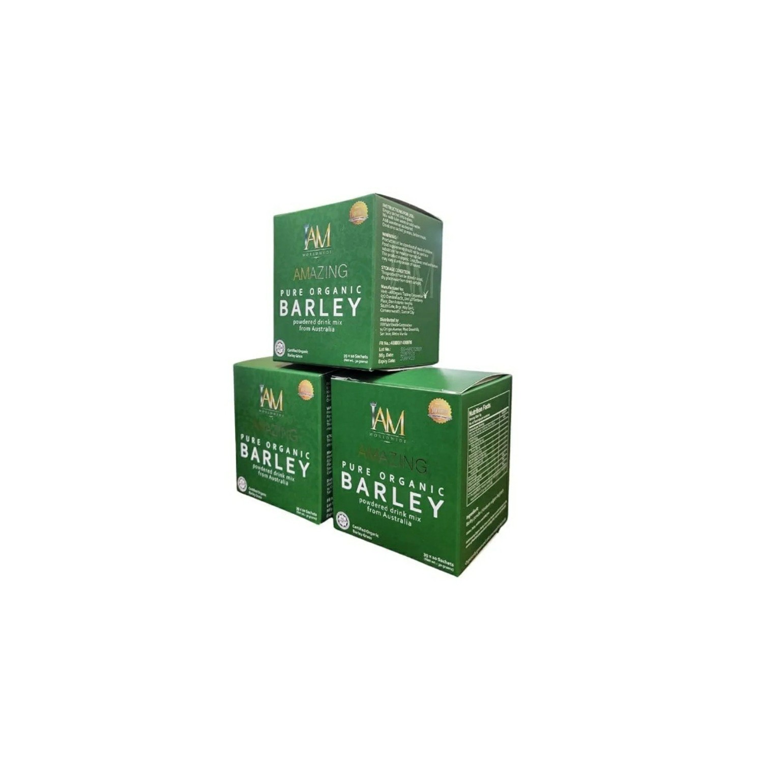 I AM Worldwide Amazing Pure Organic Barley 30 Sachets 1 box. - ibspot.com