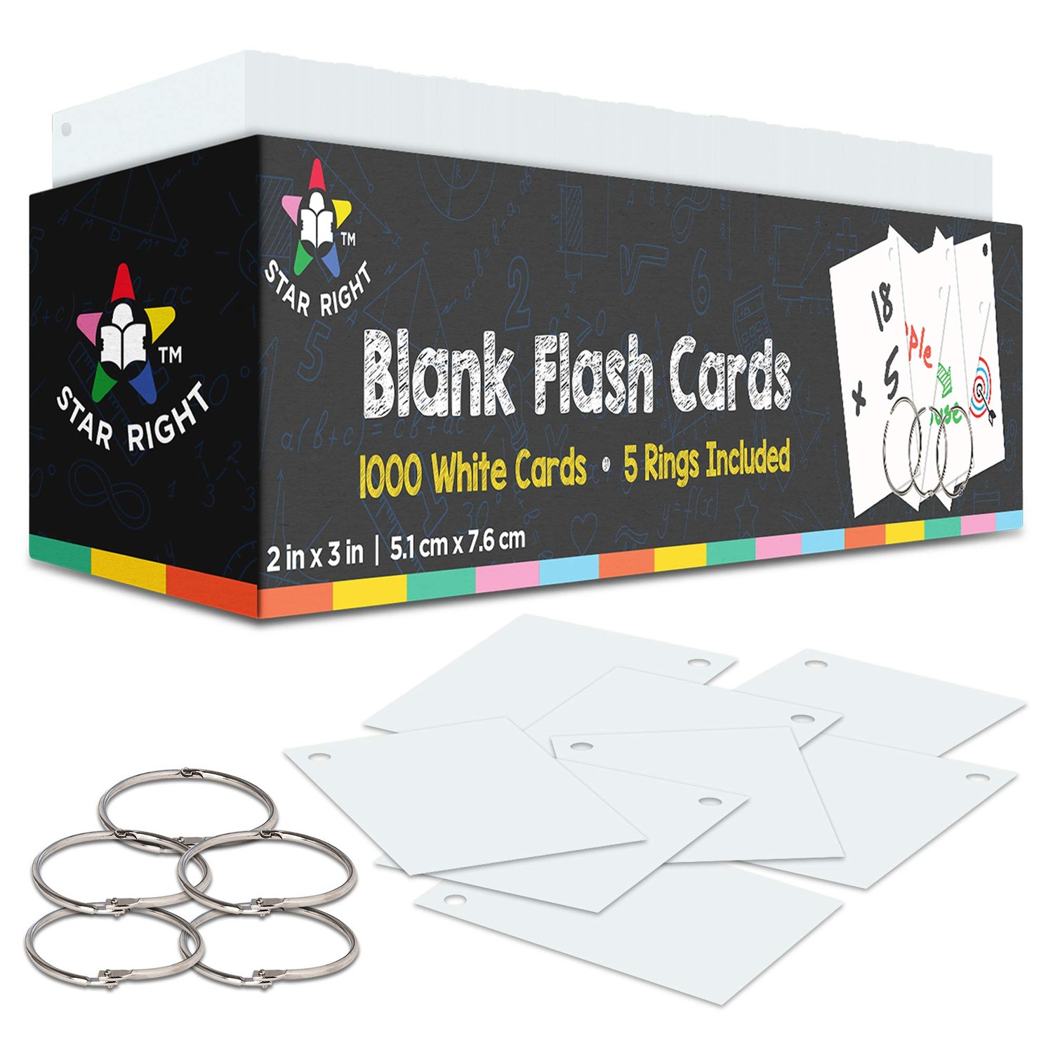 Blank Flash Cards for Studying - 2" x 3" Blank Index Notecards - 1000 ...