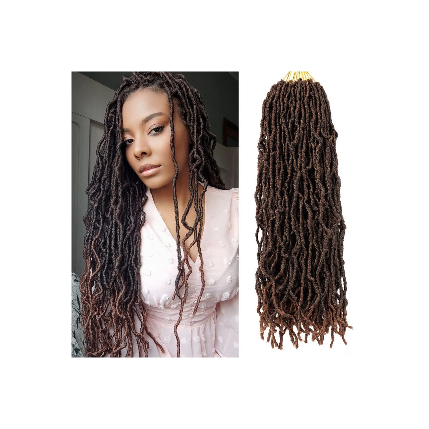 1 Packs Faux Locs Crochet Hair 24 Inch, Nu Locs Crochet Hair, Wavy ...