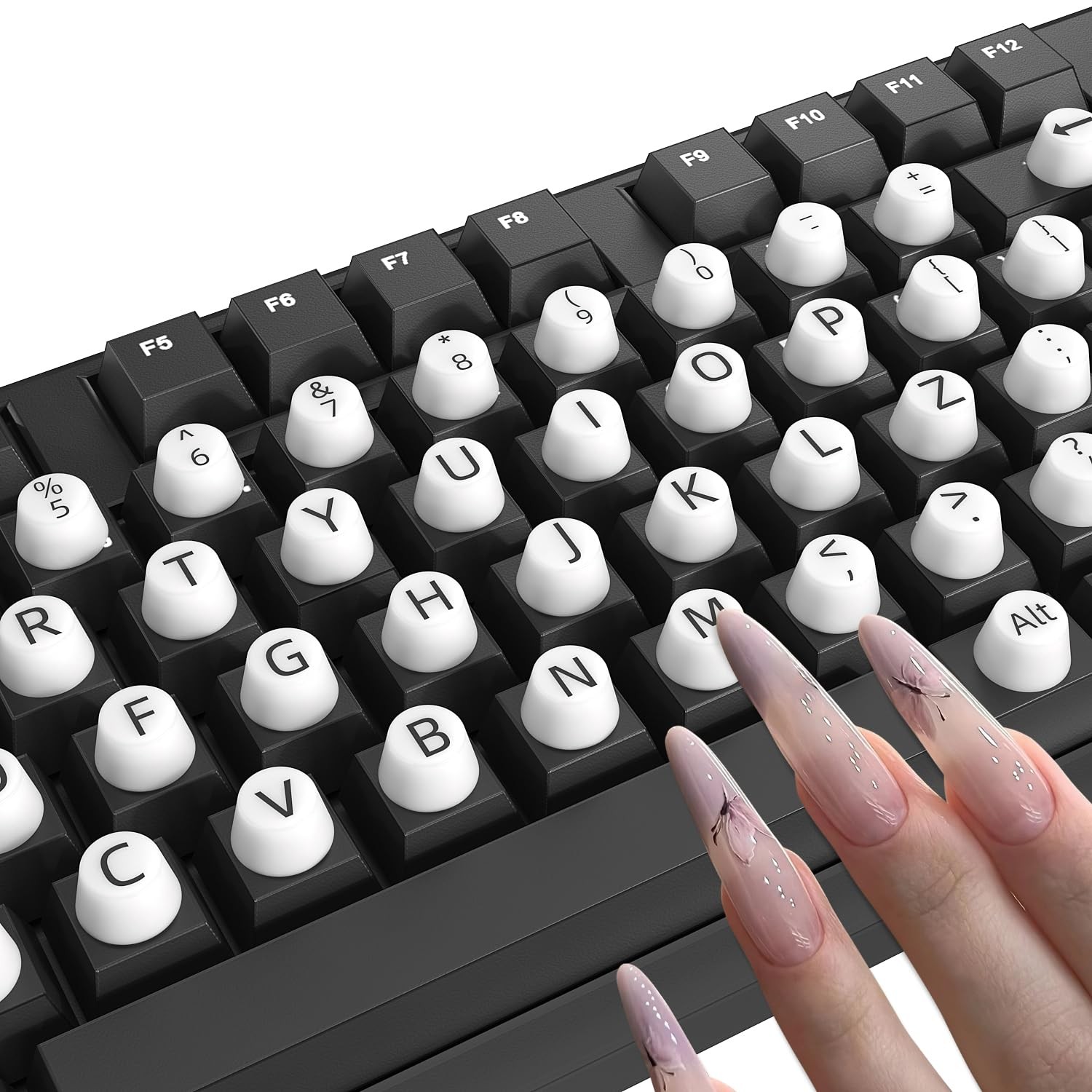 MasiBloom Raised Typing Keyboard Stickers Letters for Long Nails 64Pcs ...