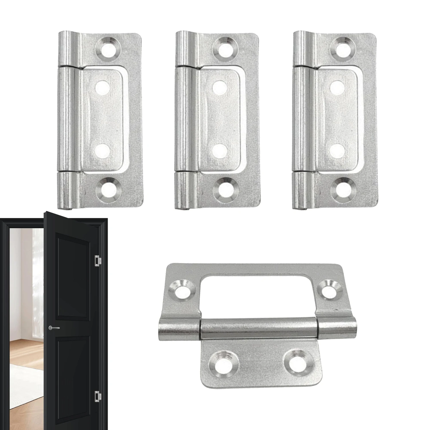 4Pcs Door Hinges Rustproof Flush Hinge Removable 3 Inch Door Hinges ...