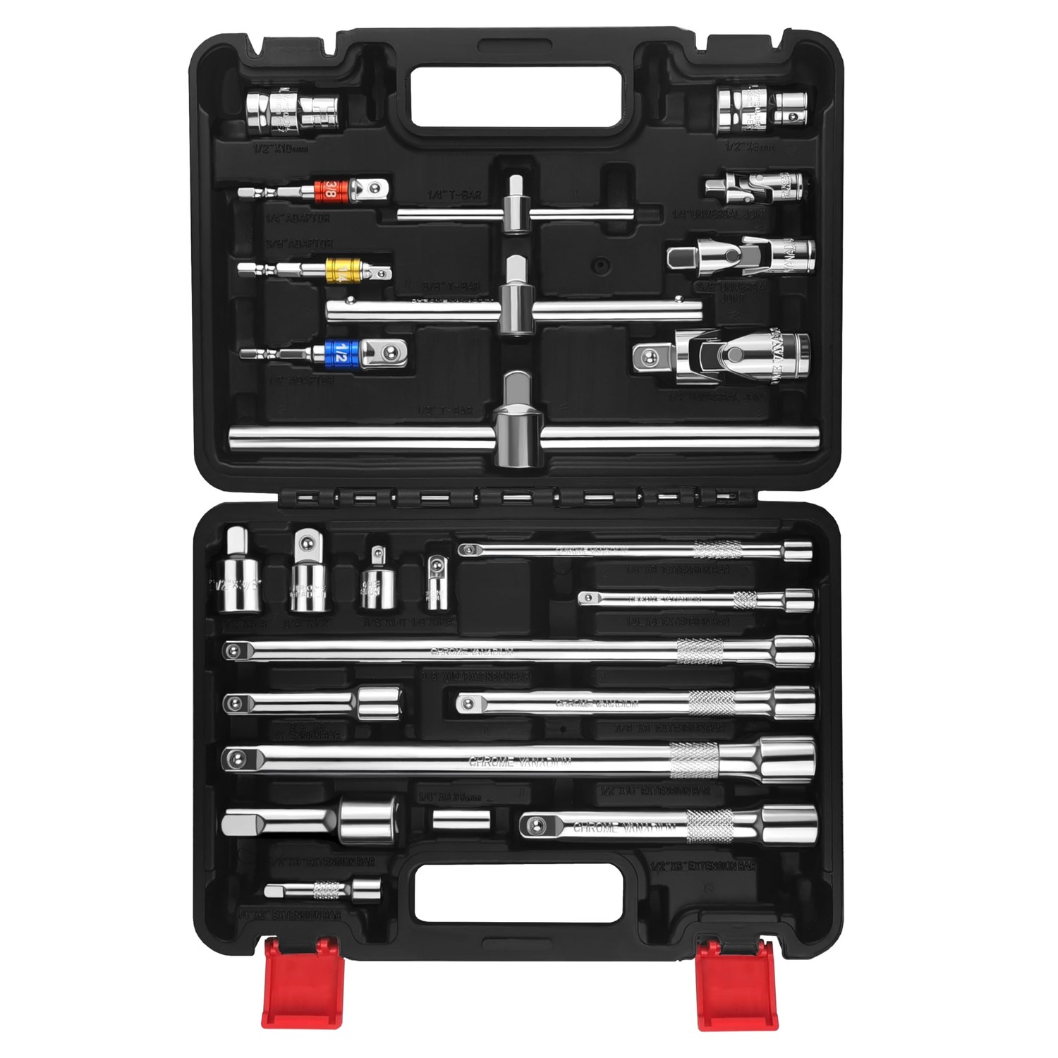 WETT 25-Piece Drive Tool Accessory Set, 1/4" 3/8" and 1/2" Socket ...
