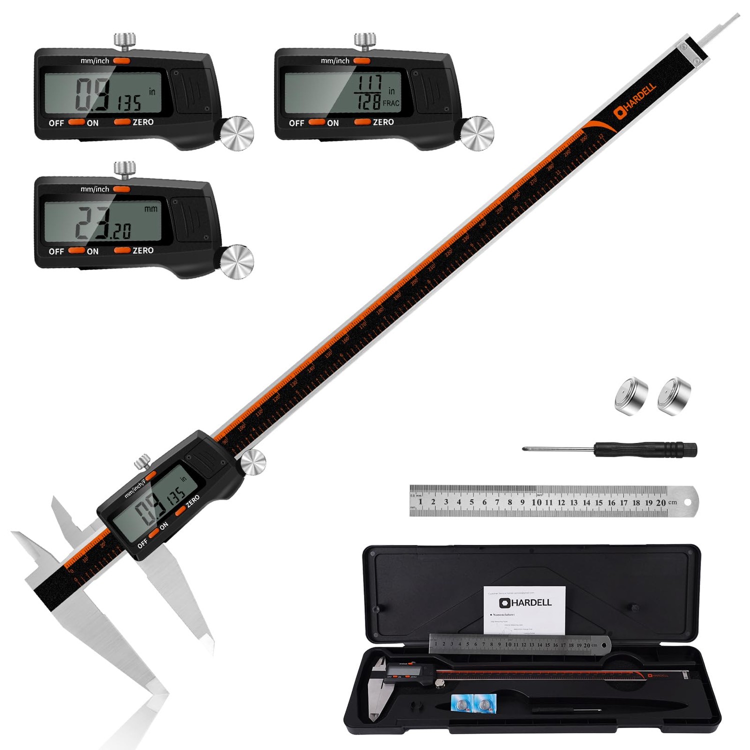 Digital Caliper 12 Inch,HARDELL Caliper Measuring Tool with Large LCD ...