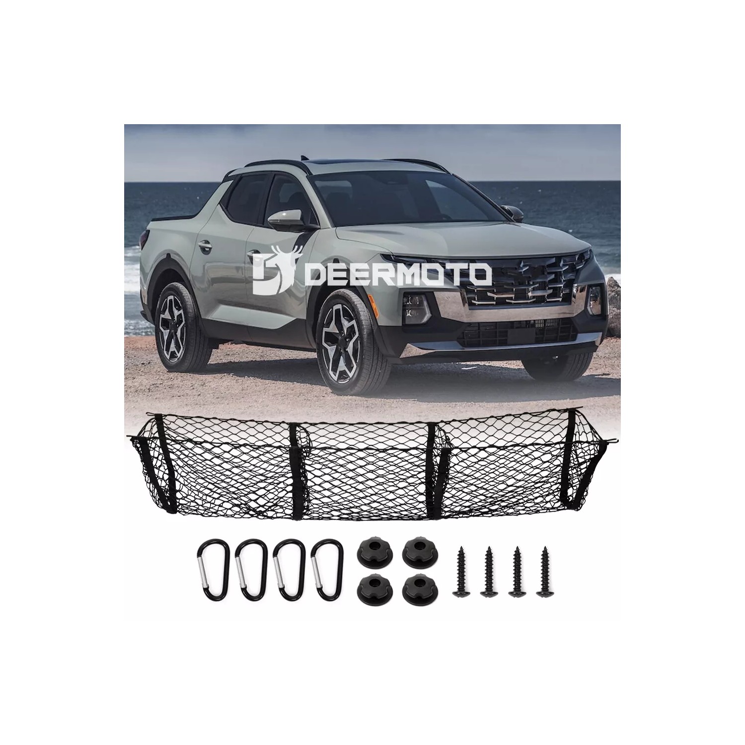 DEERMOTO For Hyundai Santa Cruz Trunk Bed Cargo Net 3 Pocket Elastic ...