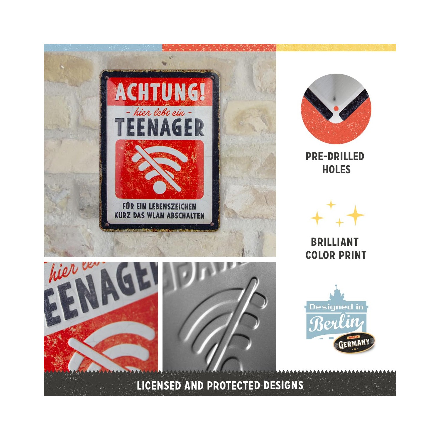 Nostalgic-Art Attention Teenager WLAN-Warning Sign as a Gift idea, Made ...