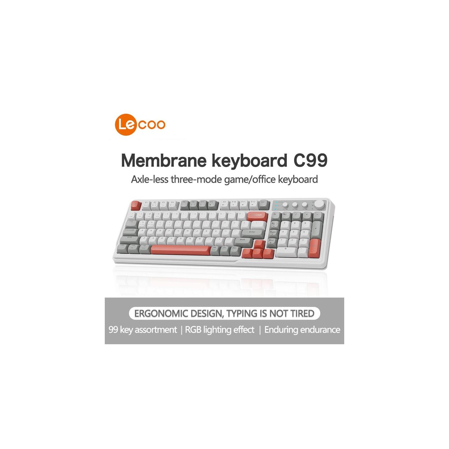 Lecoo C99 Keyboard, Wired/2.4G Wireless/BT Tri-mode Keyboard ...