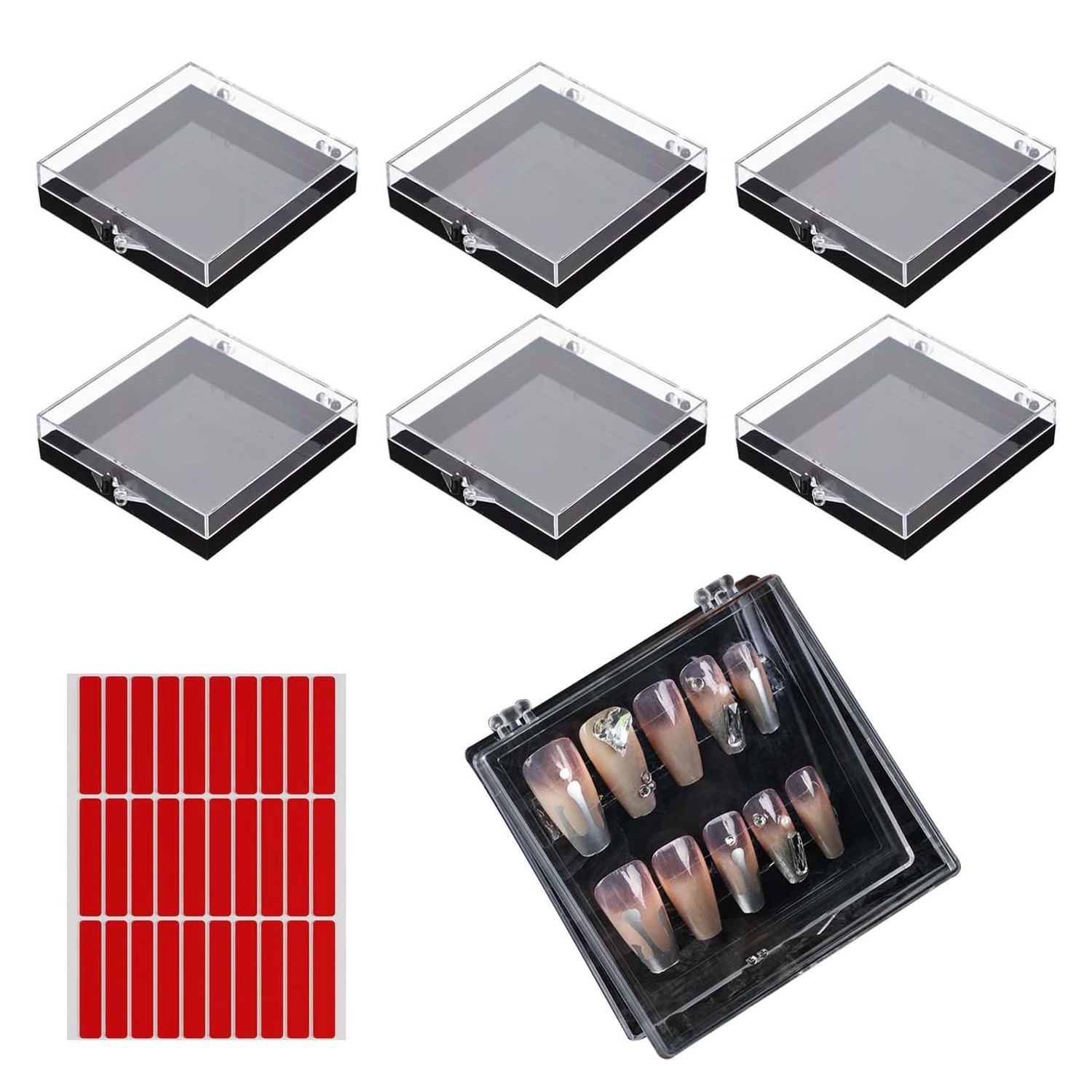 PAVIKE Storage Case, Divided Case, 6 Pieces, Transparent Case, Small ...