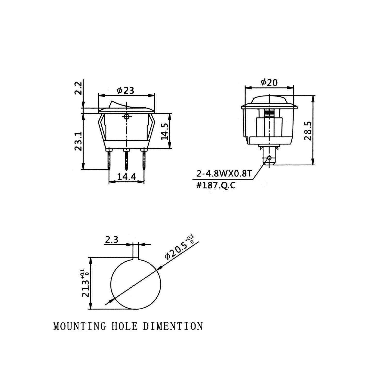 CABLEPELADO Rocker Switch 2 Way 3 Way Switch 3 Pole Switch 3 Pole ...