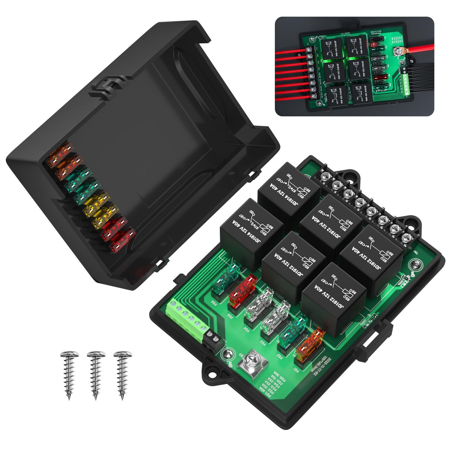 Joinfworld Relay Box Fuse Relay Box 12V Automotive Universal Fuse Panel ...