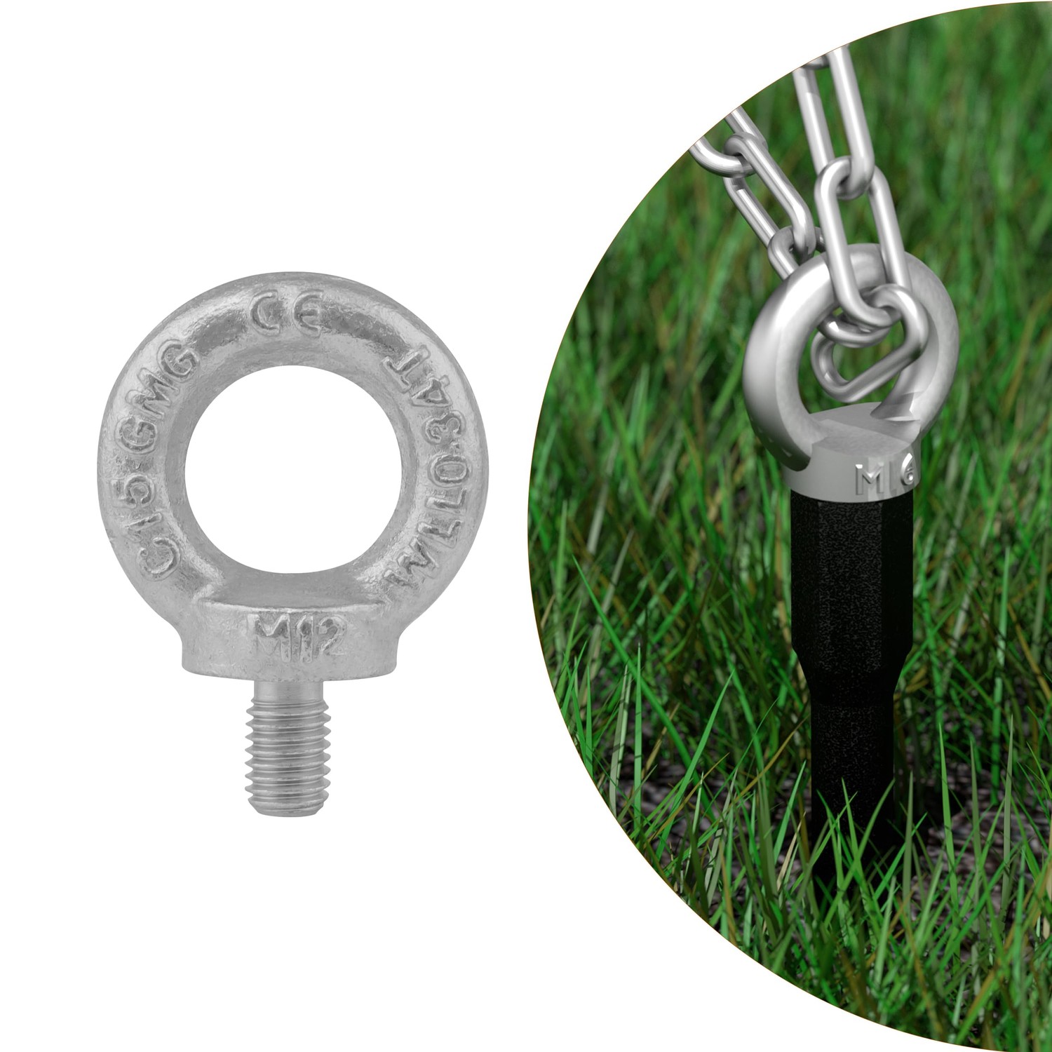 Dmx Trampoline Anchor M12 Swing Hook Universal Eye Bolt Slackline