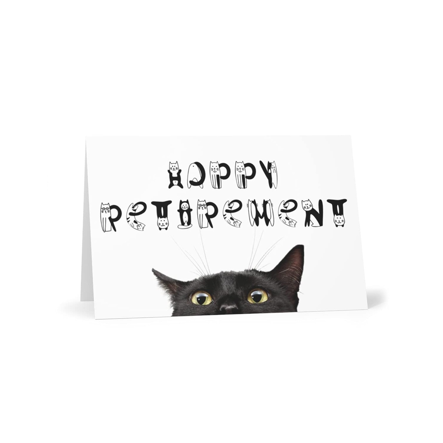 Happy Retirement Greeting Card - Black Cat Peeking Design - ibspot.com