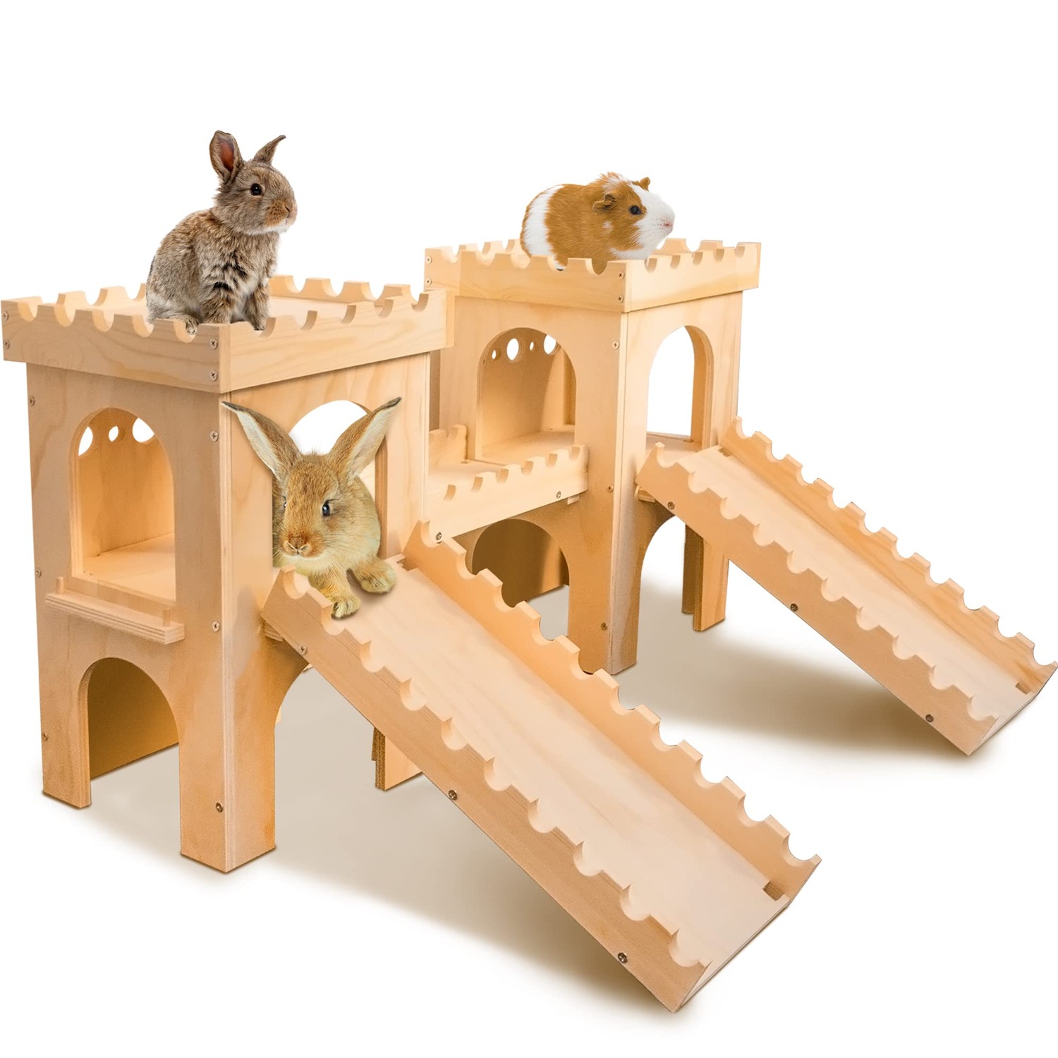 Extra Large Wooden Rabbit Castle Hideaway Tunnel and Bed Small Animal ...