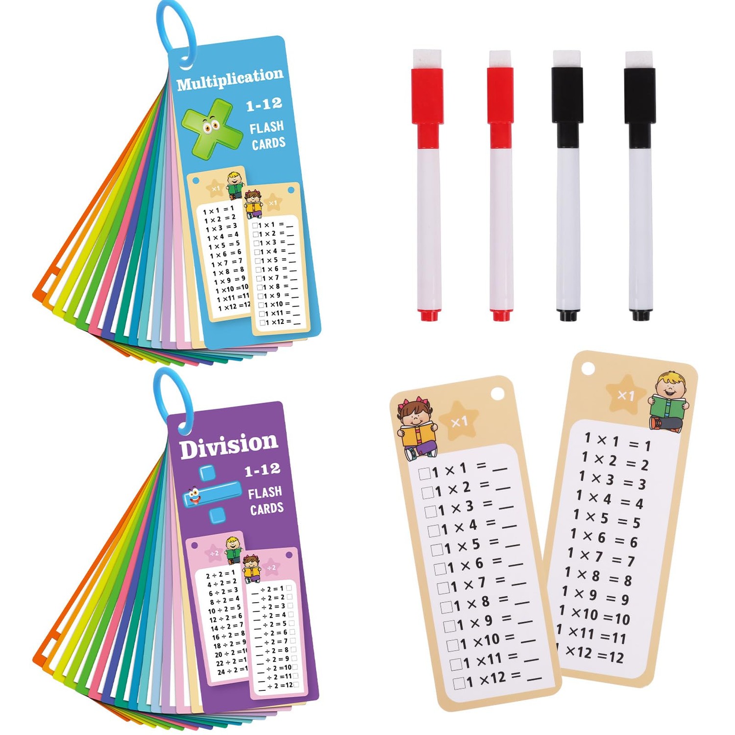 NiCola Time Tables Flash Cards 2Pcs, Multiplication Flash Cards ...