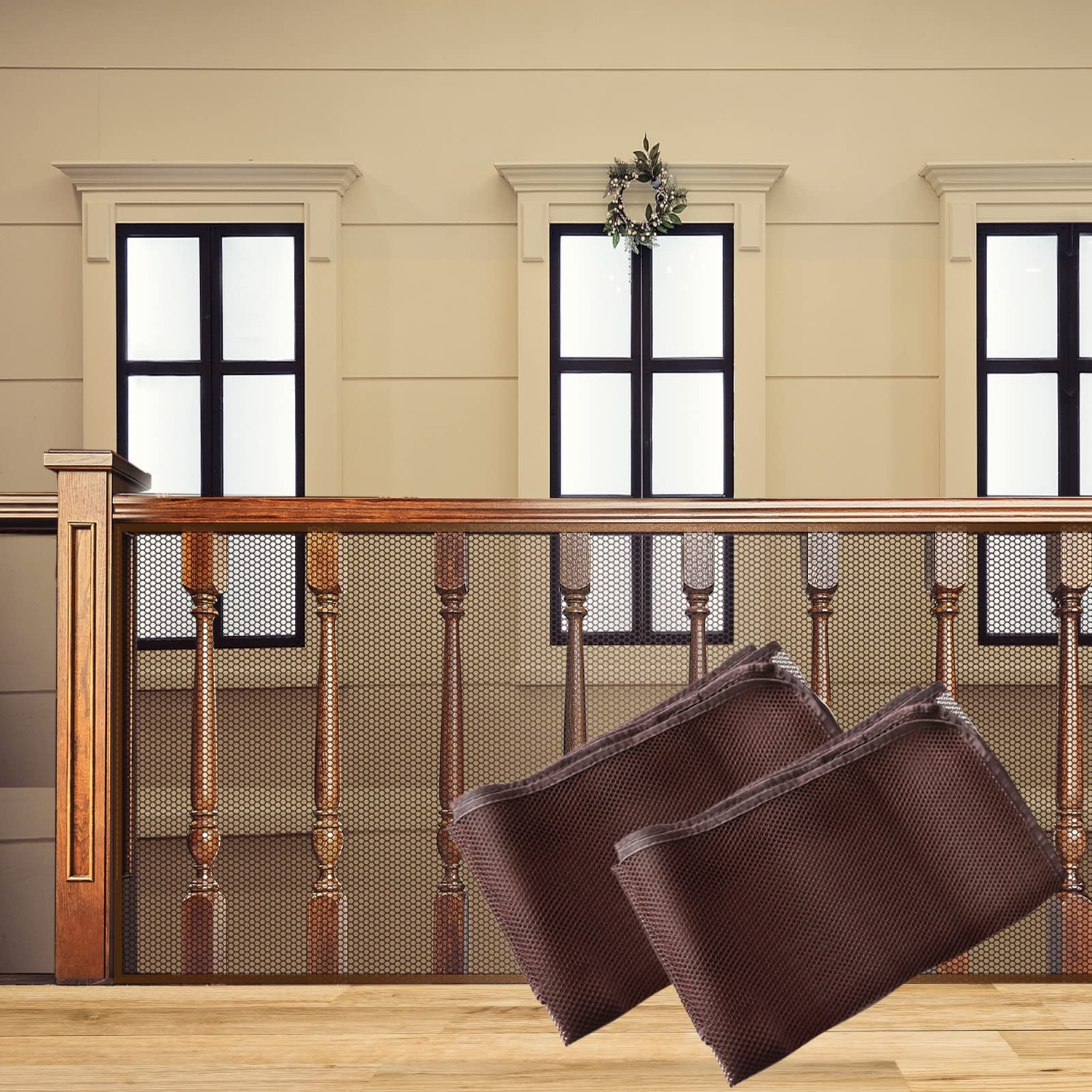 2 Pack Indoor Outdoor Baby Safety Stair Railing Net Baby Proofing Stair ...