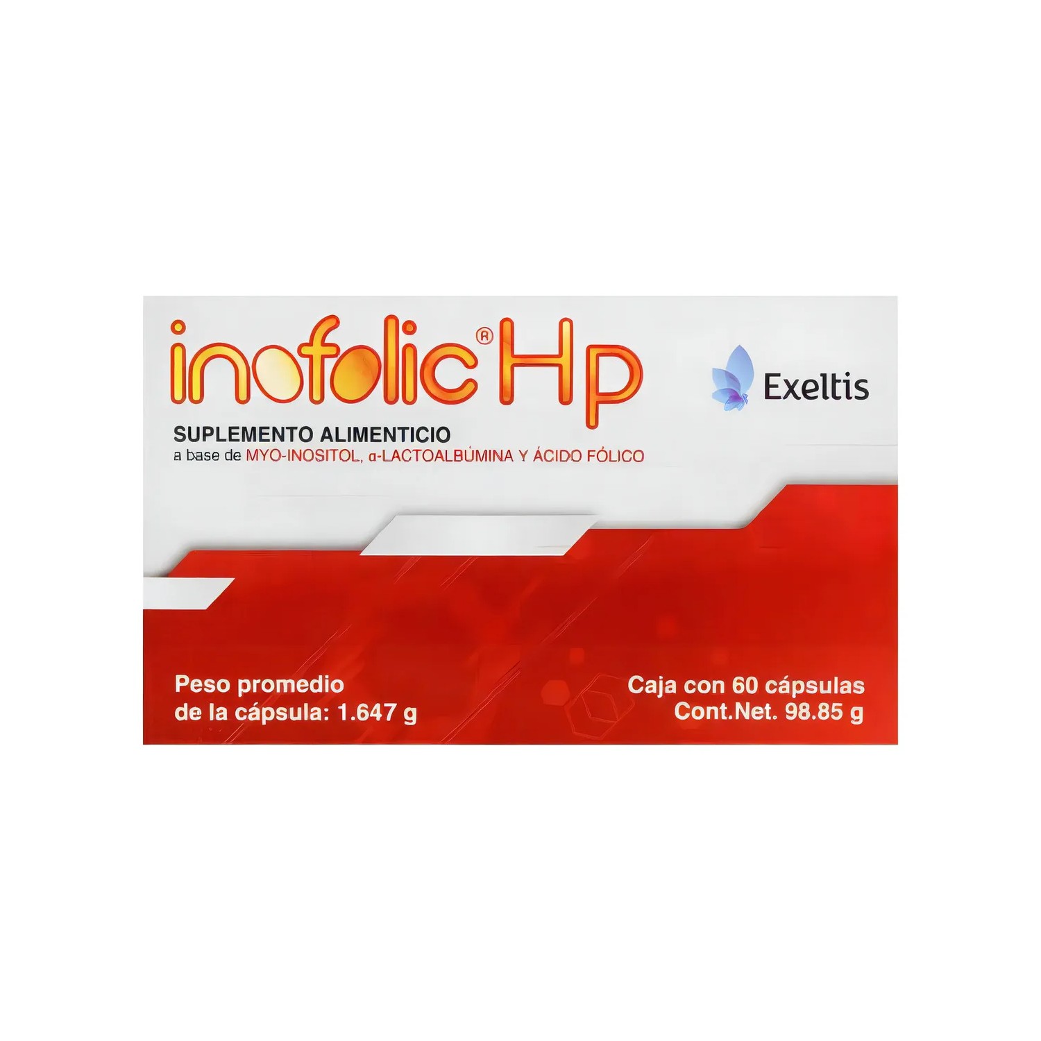 Inofolic Hp Caja Con 60 Cápsulas Sin sabor Myo Inositol + Ácido Fólico ...