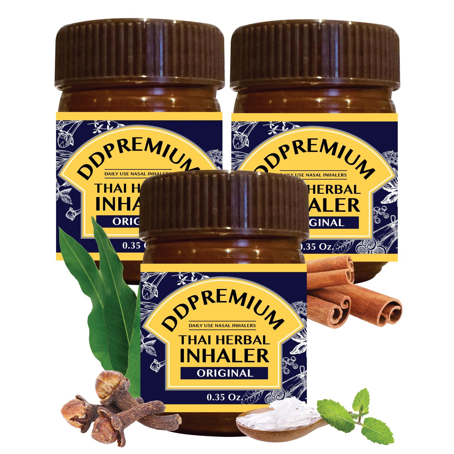 DDPREMIUM Herbal Inhaler with Menthol & Essential Oil - Natural Thai ...