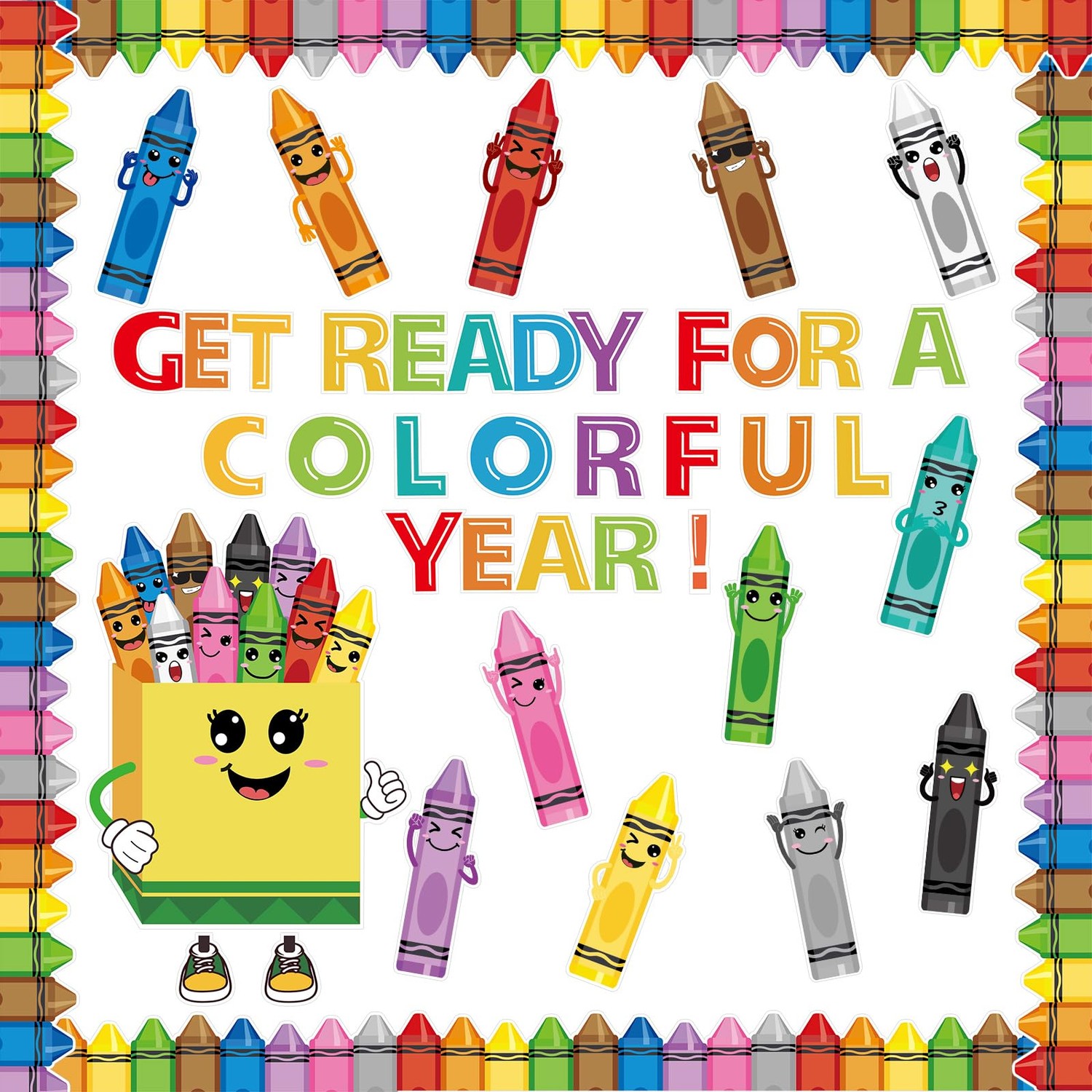 69 Pcs Crayon Bulletin Board Decorations for Classroom,Back to School ...