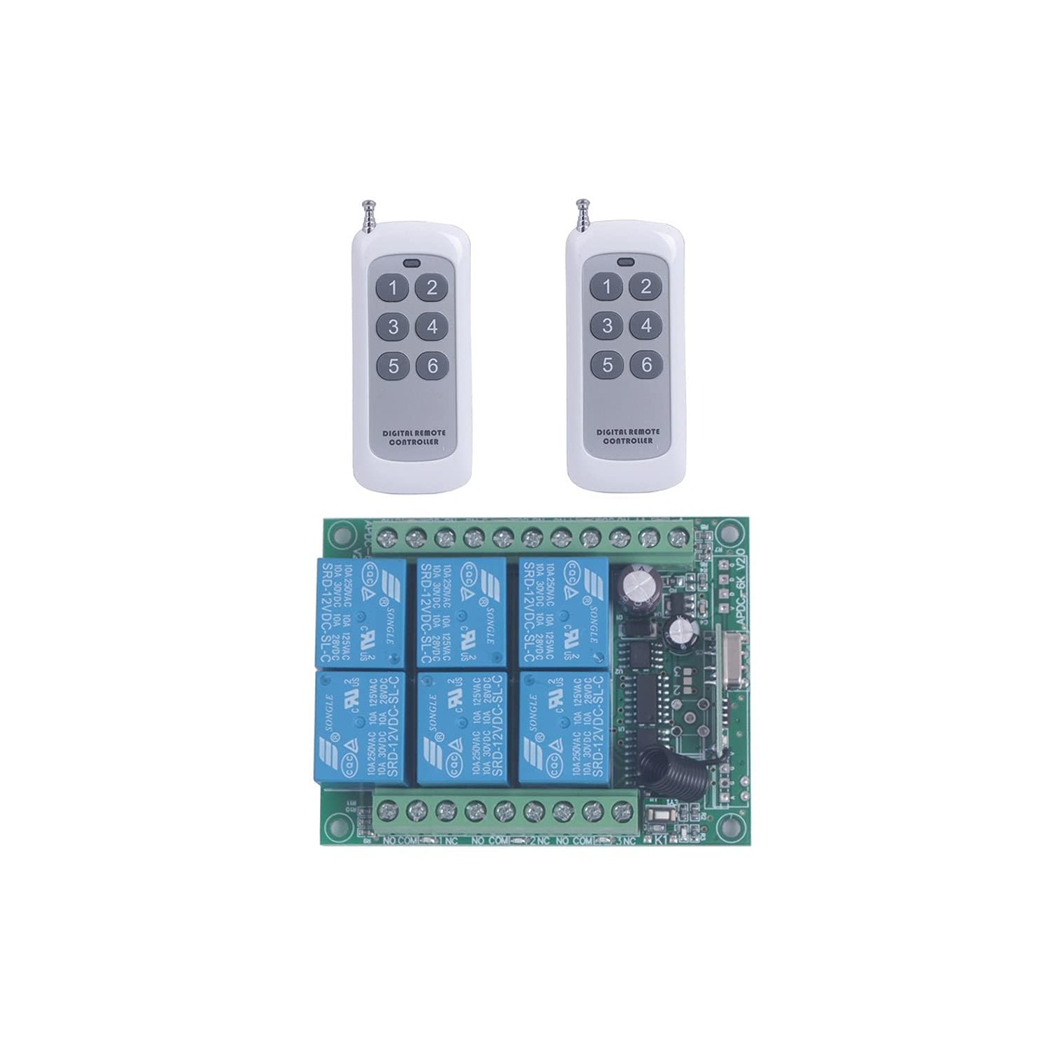 433mhz DC 12V 6 Channel Wireless Remote Control Switch 12V Remote Relay ...