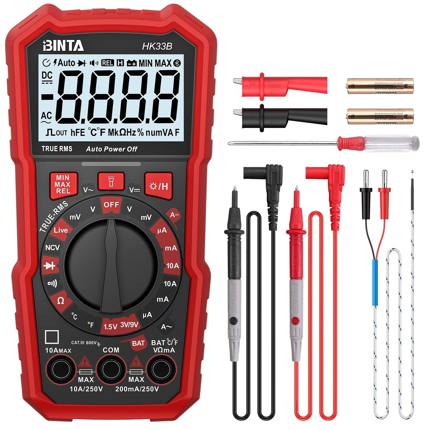 BINTA Digital Multimeter 2000 Counts with AC/DC Voltage, Ohm Volt Amp ...