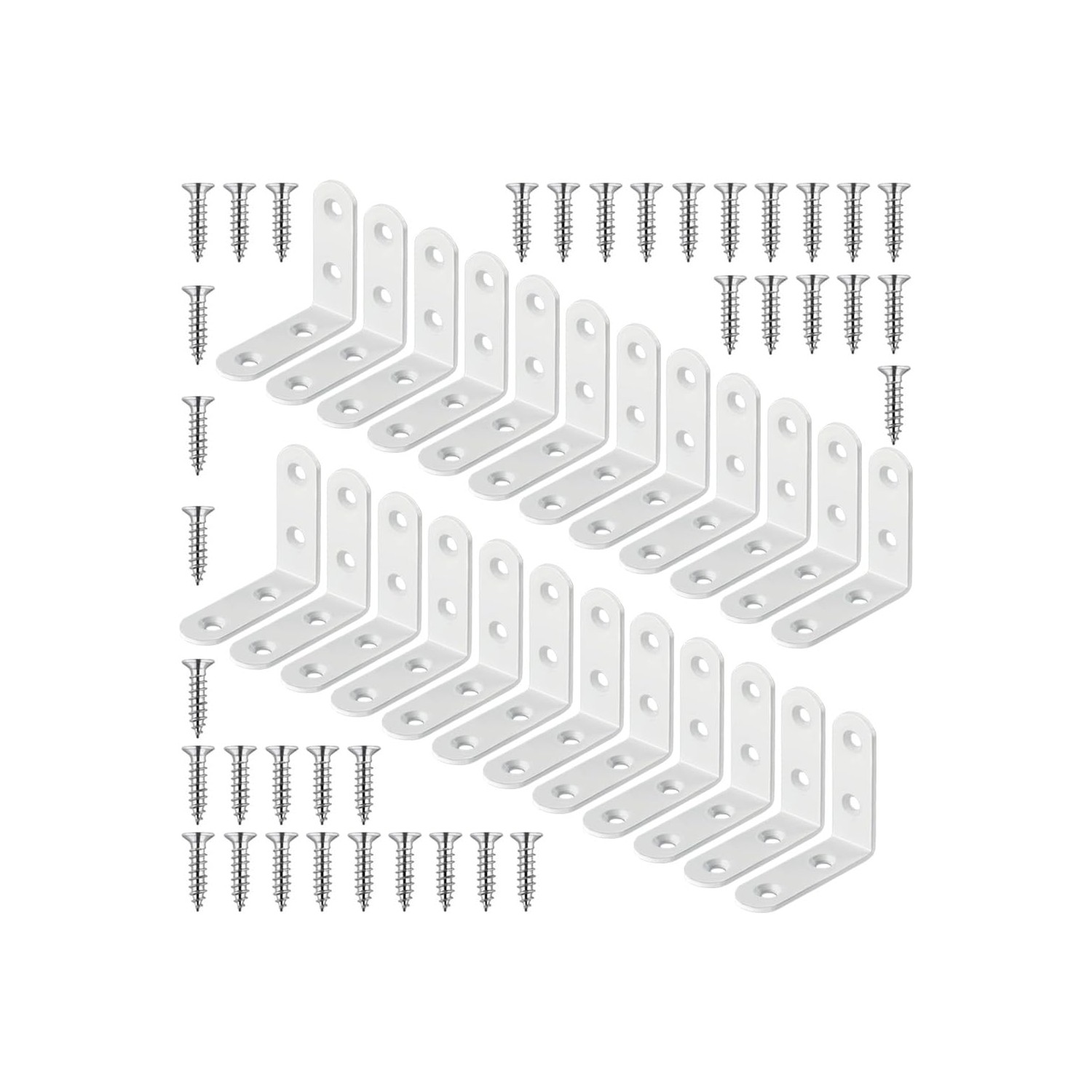 24 Pack White L Bracket 1.57 Inch Stainless Steel Corner Braces ...