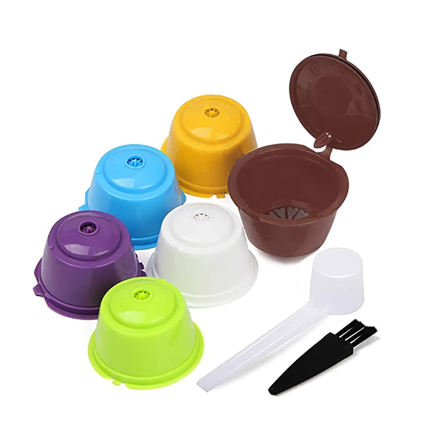 6 Pack Refillable Coffee Capsules with Spoon and Brush, Refillable ...