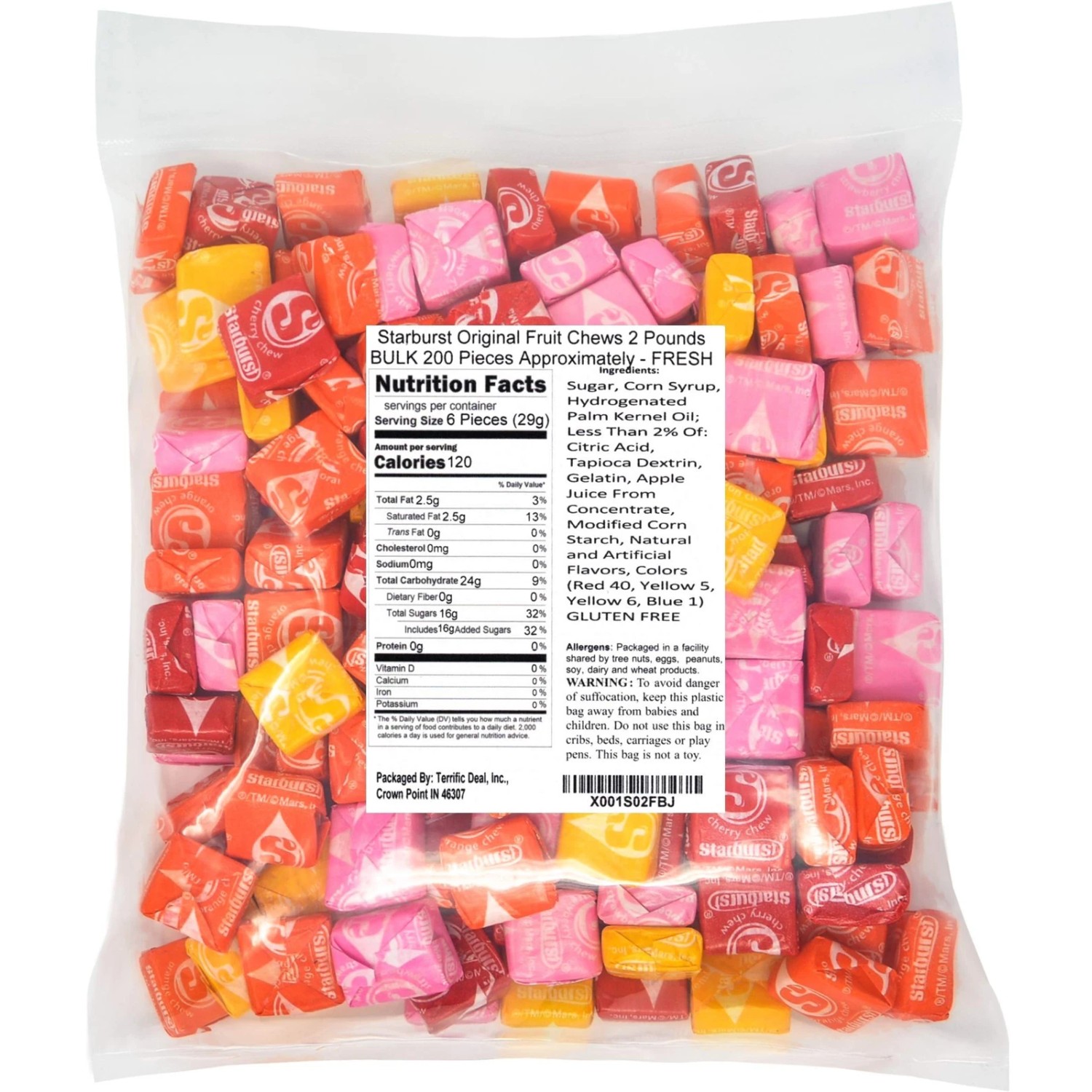 Starburst Originals 2 Pound Multicolor Fruit Chews Candy Bag for Snacks ...
