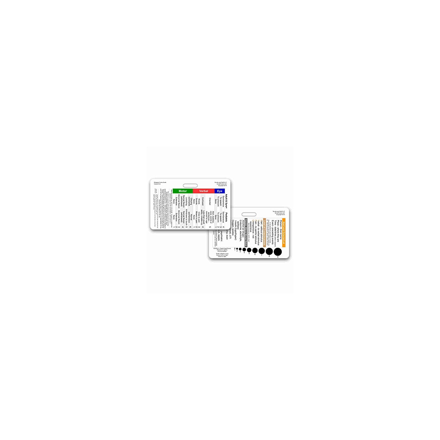Glasgow Coma Scale (GCS) Horizontal Reference Badge ID Card (Pack of 5 ...