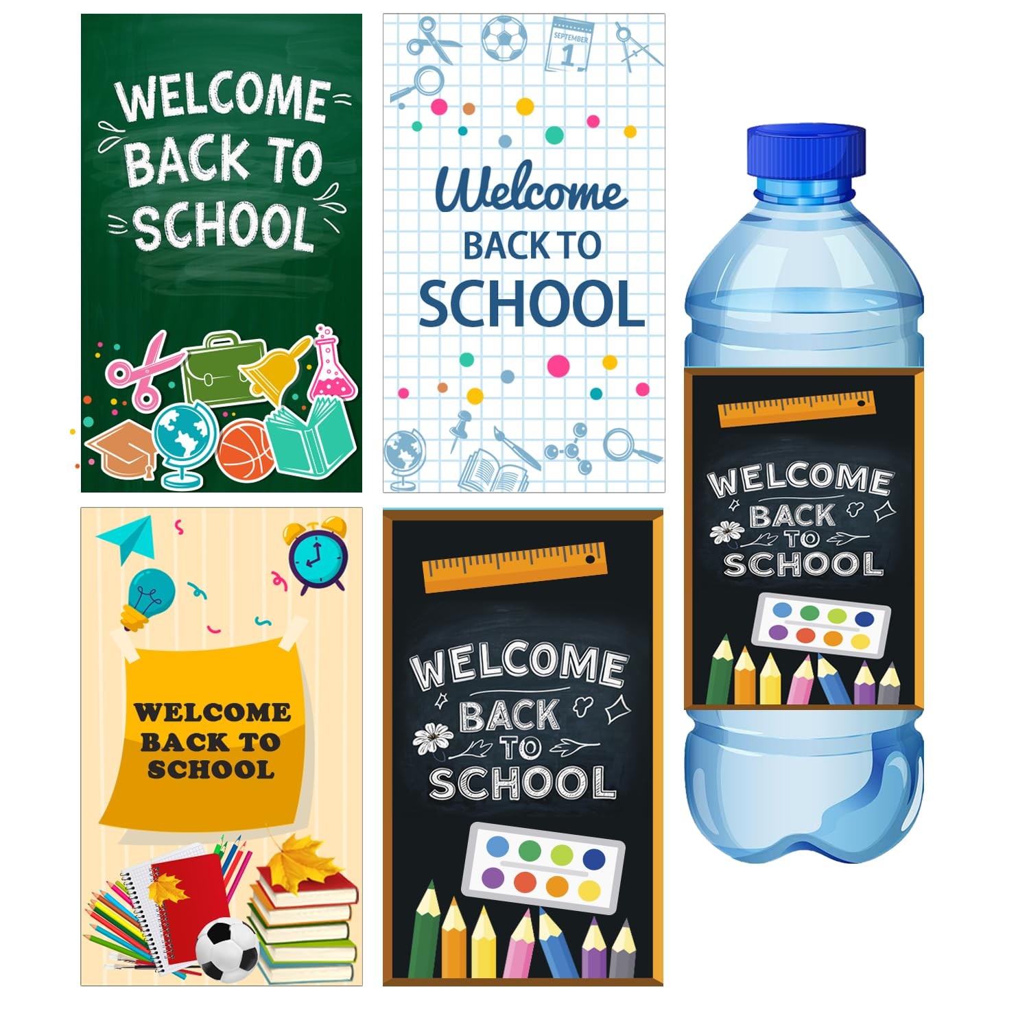 Welcome Back to School Water Bottle Label Stickers, 4x6 Inch Back to ...