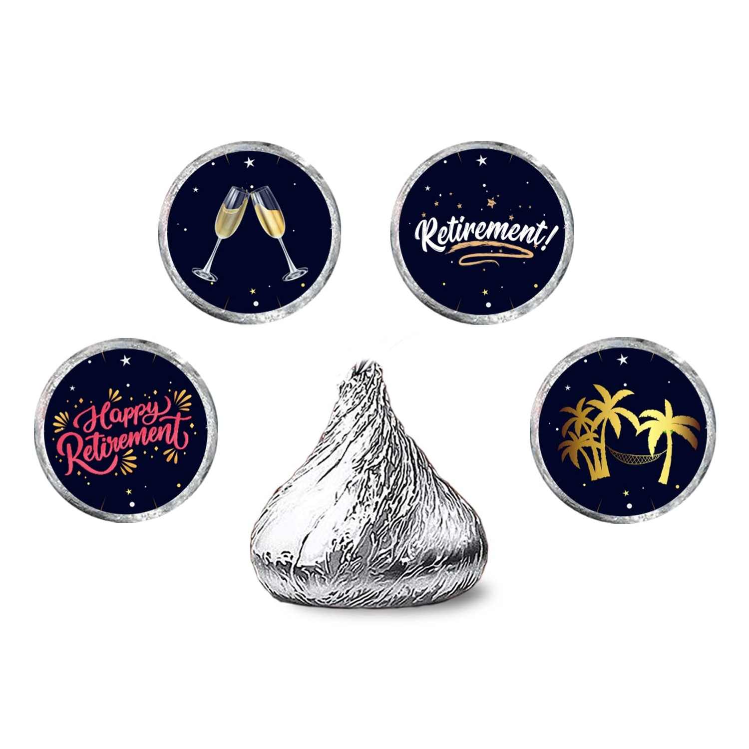 Retirement Party Round Candy Sticker - Happy Retirement Party Favors ...