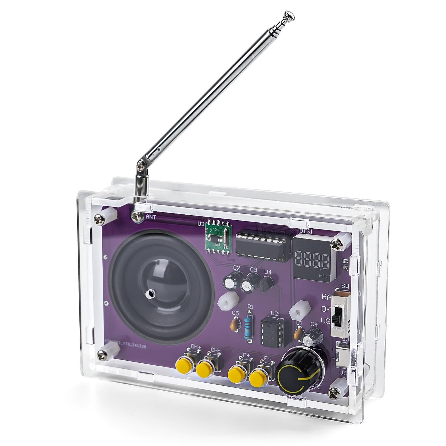 Radio with 2inch Speaker and Acrylic Case, DIY FM Radio Soldering ...