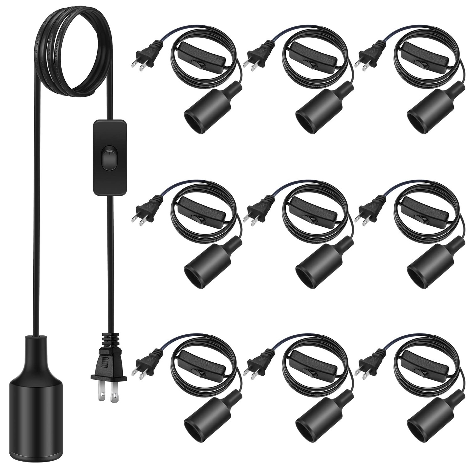 10 Pack Hanging Light Cord Pendant Light Cord with Switch Light Socket ...