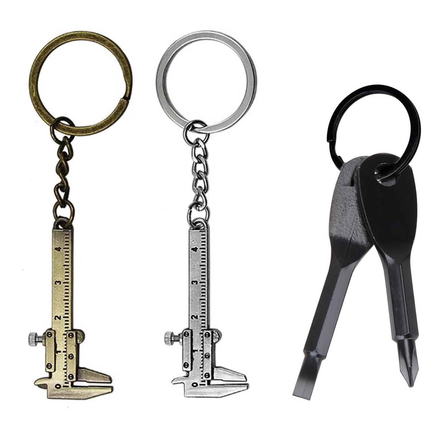 Eowppue 3-Piece Outdoor Multi-Tool Set: Mini Vernier Caliper Keychain ...